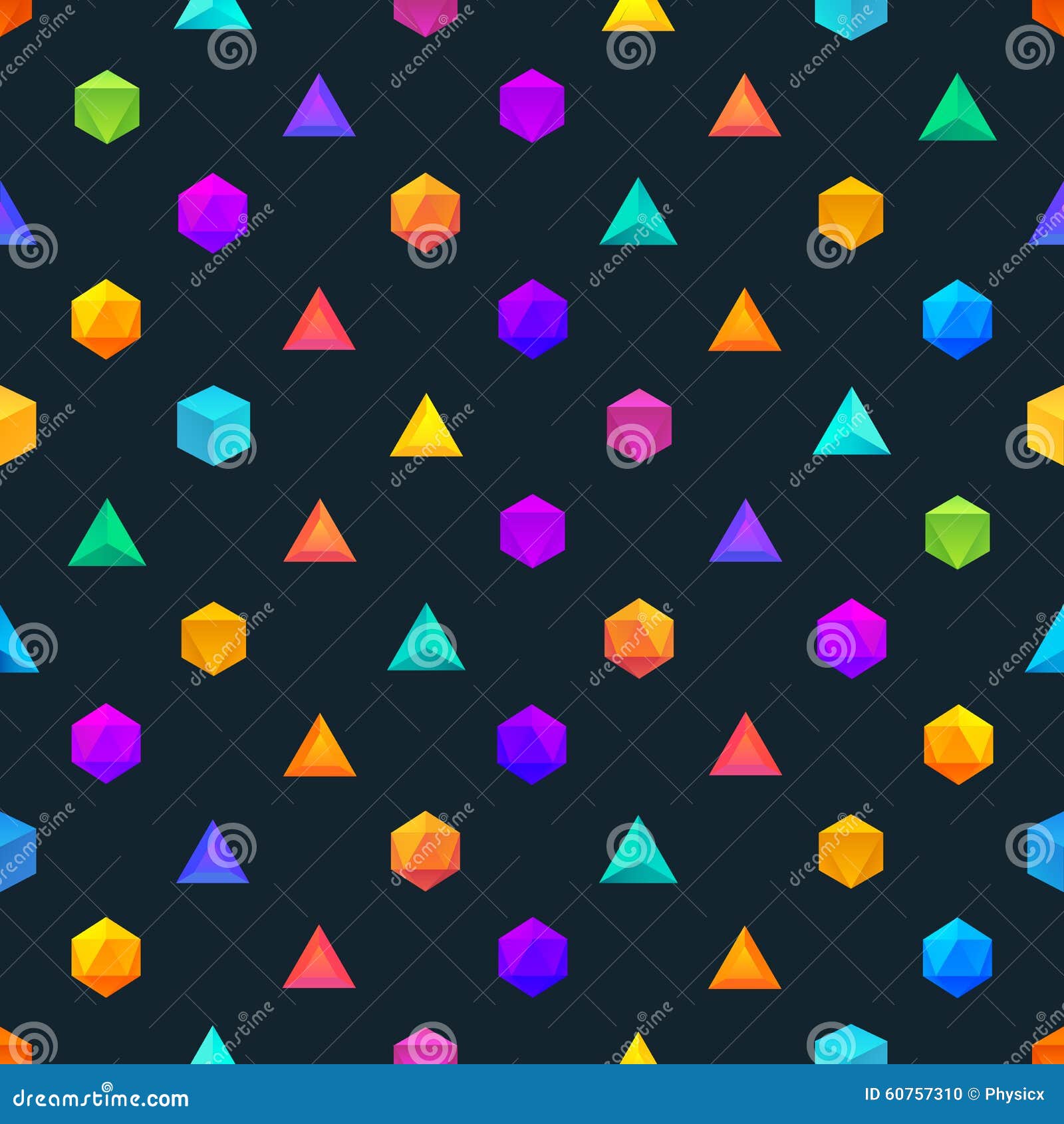 Polygon 3d Objects Seamless Geometric Pattern Stock Vector ...