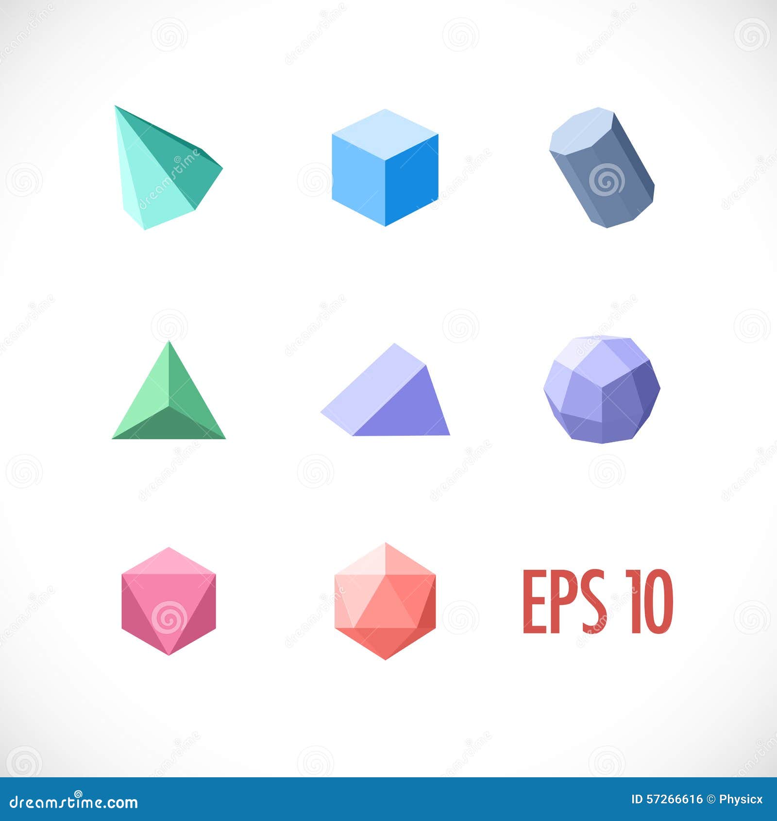 Polygon 3d objects set stock vector. Illustration of education - 57266616