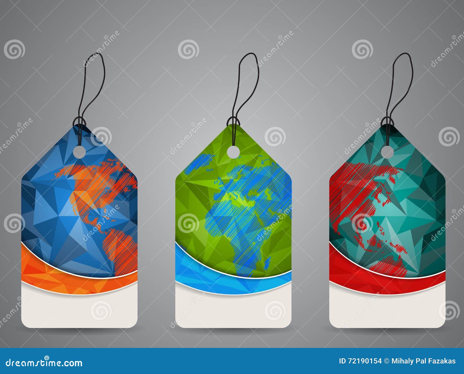 Polygon Design Shopping Labels with World Map Stock Vector ...