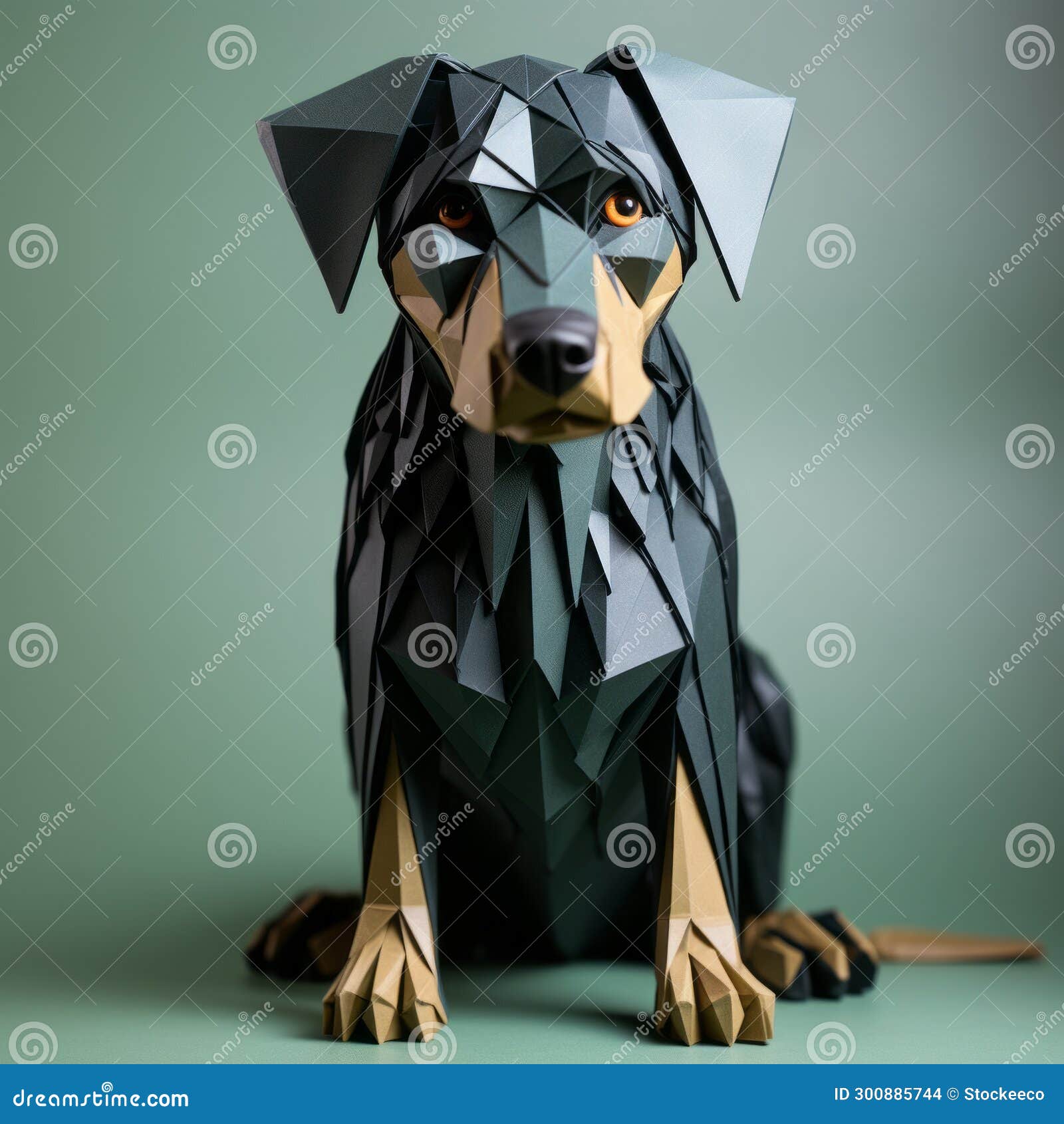 Dark and Brooding Low Poly 3d Printed Dog Model on Green Background ...