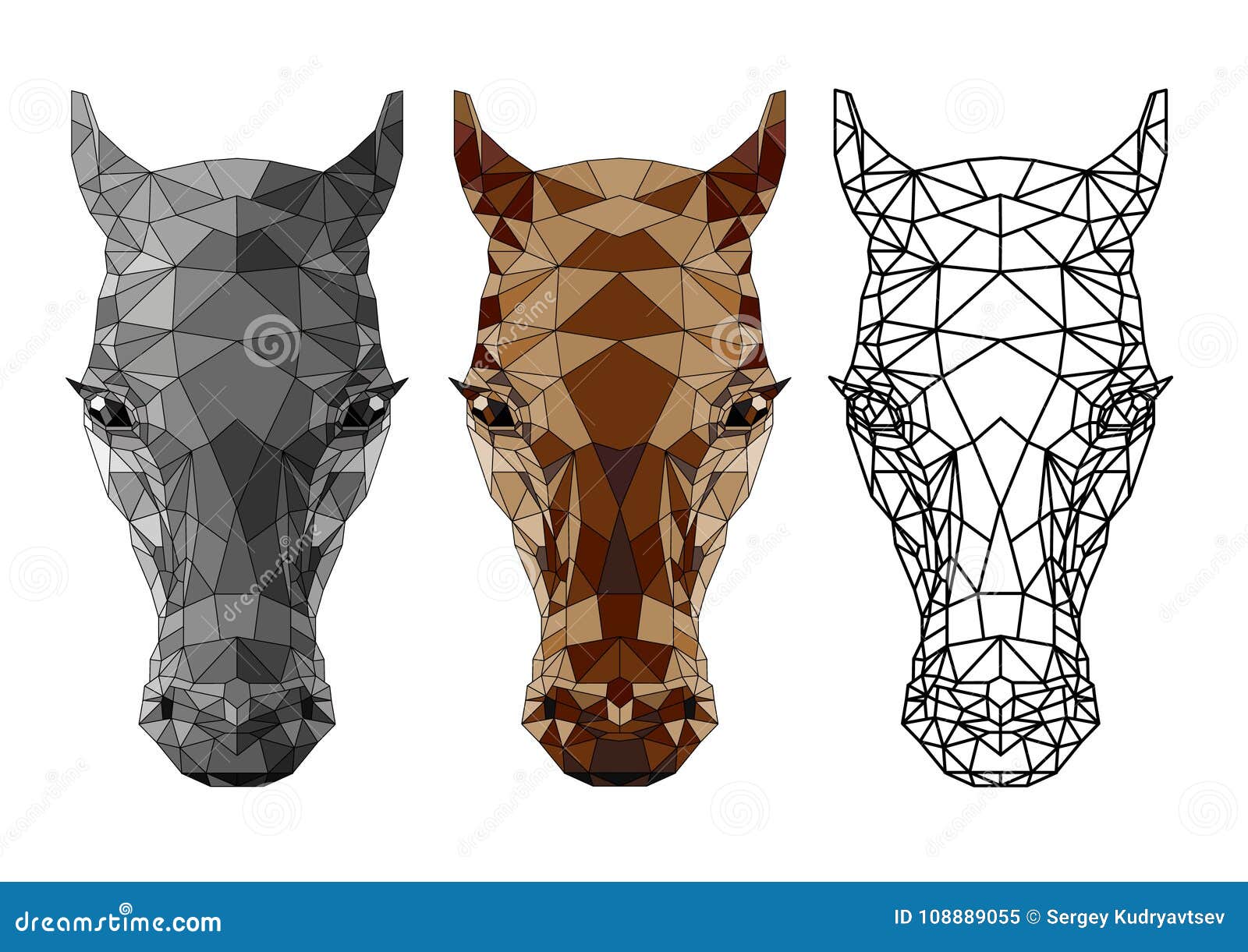 Polygon Drawing Of A Horse`s Head Cartoon Vector | CartoonDealer.com ...