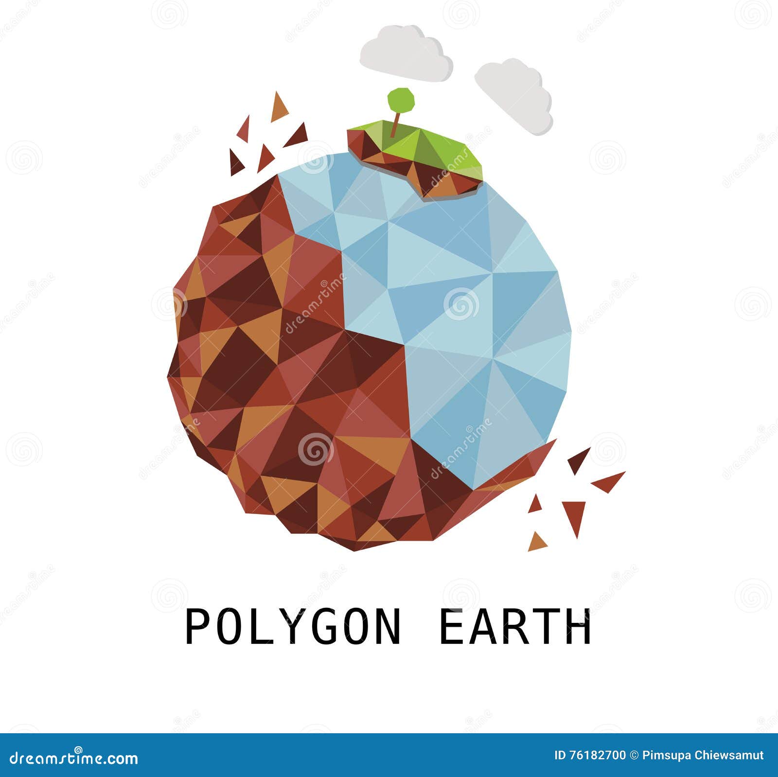 Polygon Earth Isolated in White Island Cloud Ocean Stock Vector ...