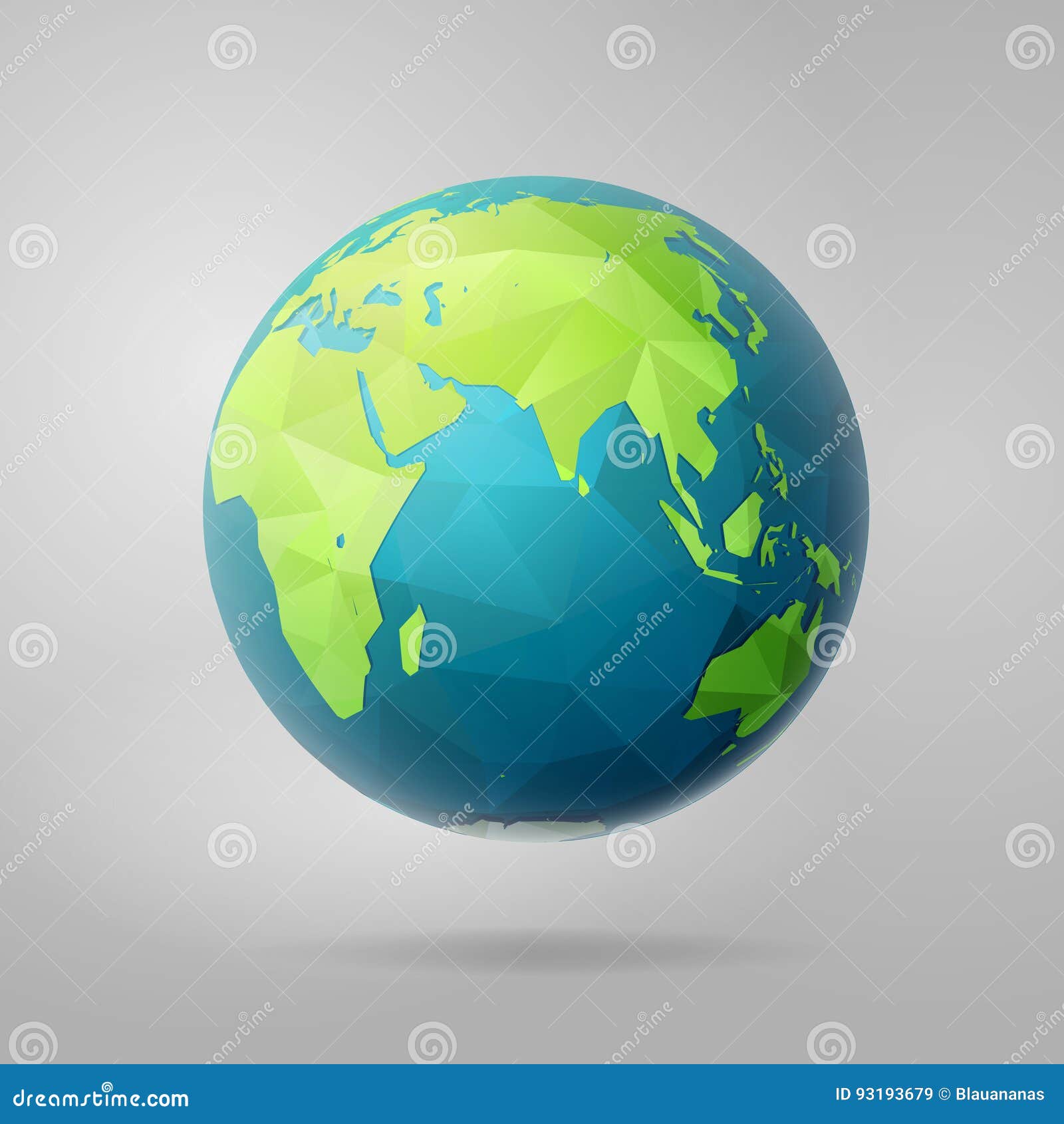 Polygon East Earth Hemisphere on Light Stock Vector - Illustration of ...