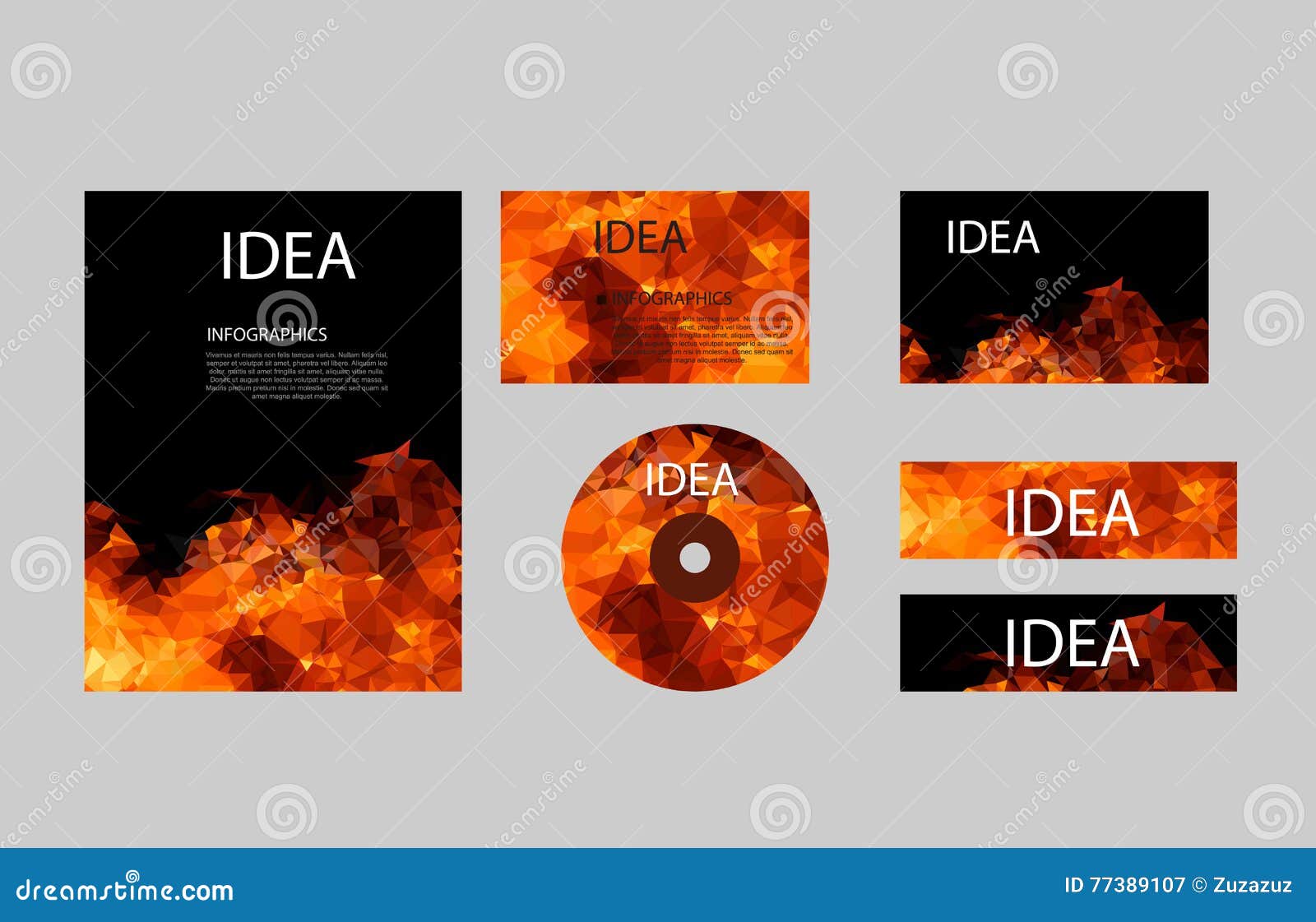 Polygon Fire Layout Paper Set Stock Vector - Illustration of business ...