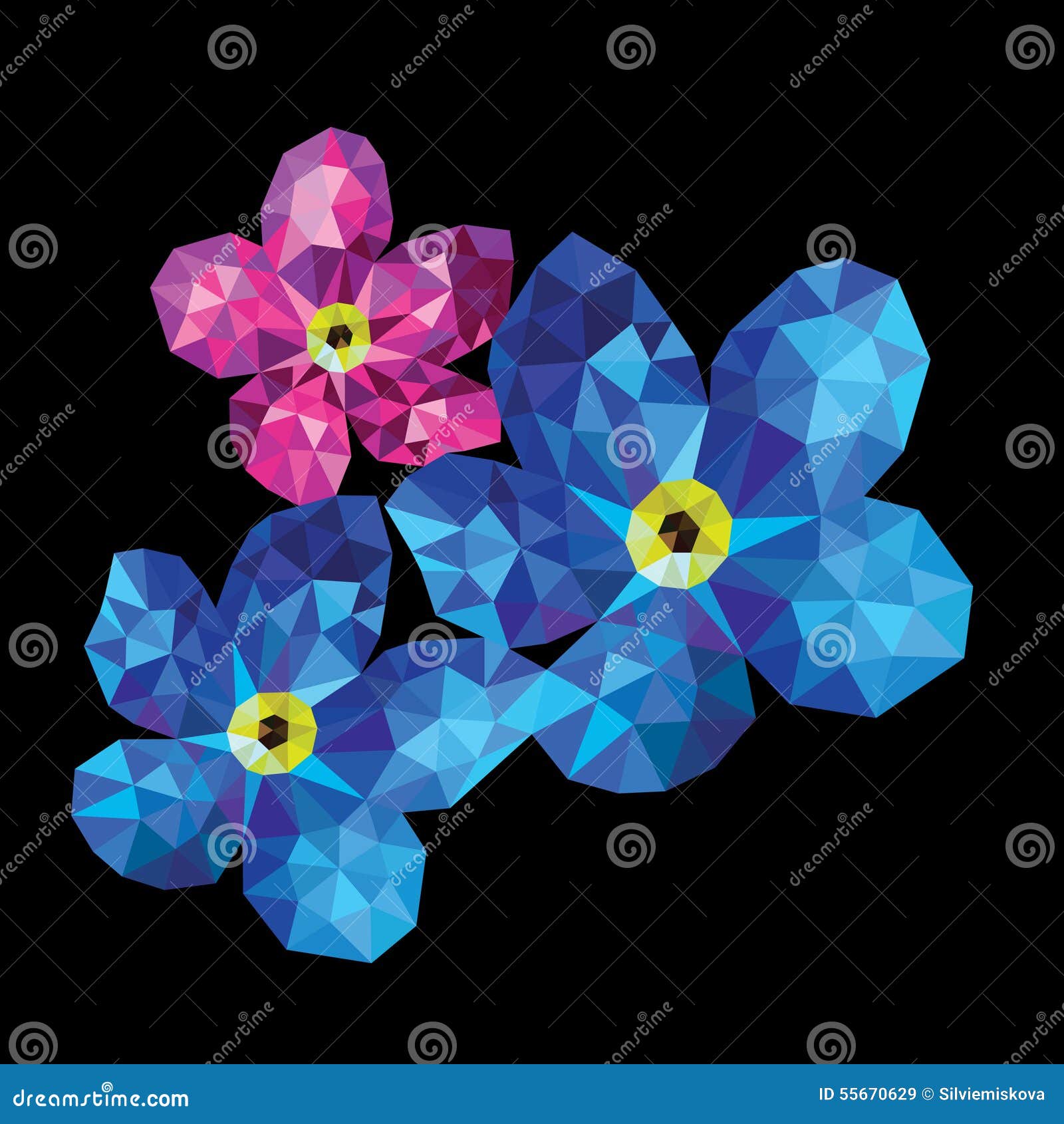 Polygon flowers stock vector. Illustration of geometric - 55670629