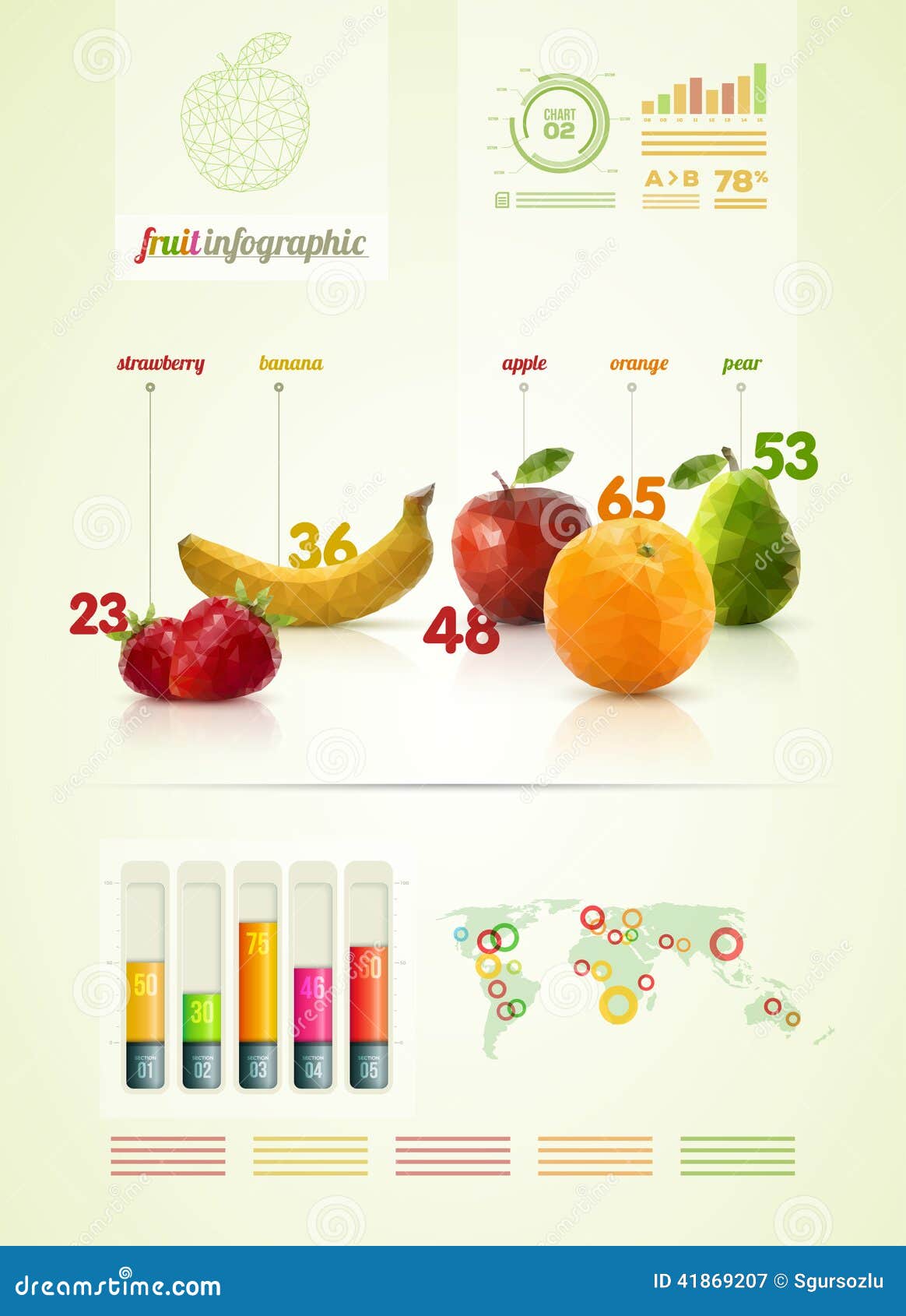Polygon Fruit Infographic Template Stock Vector - Illustration of ...