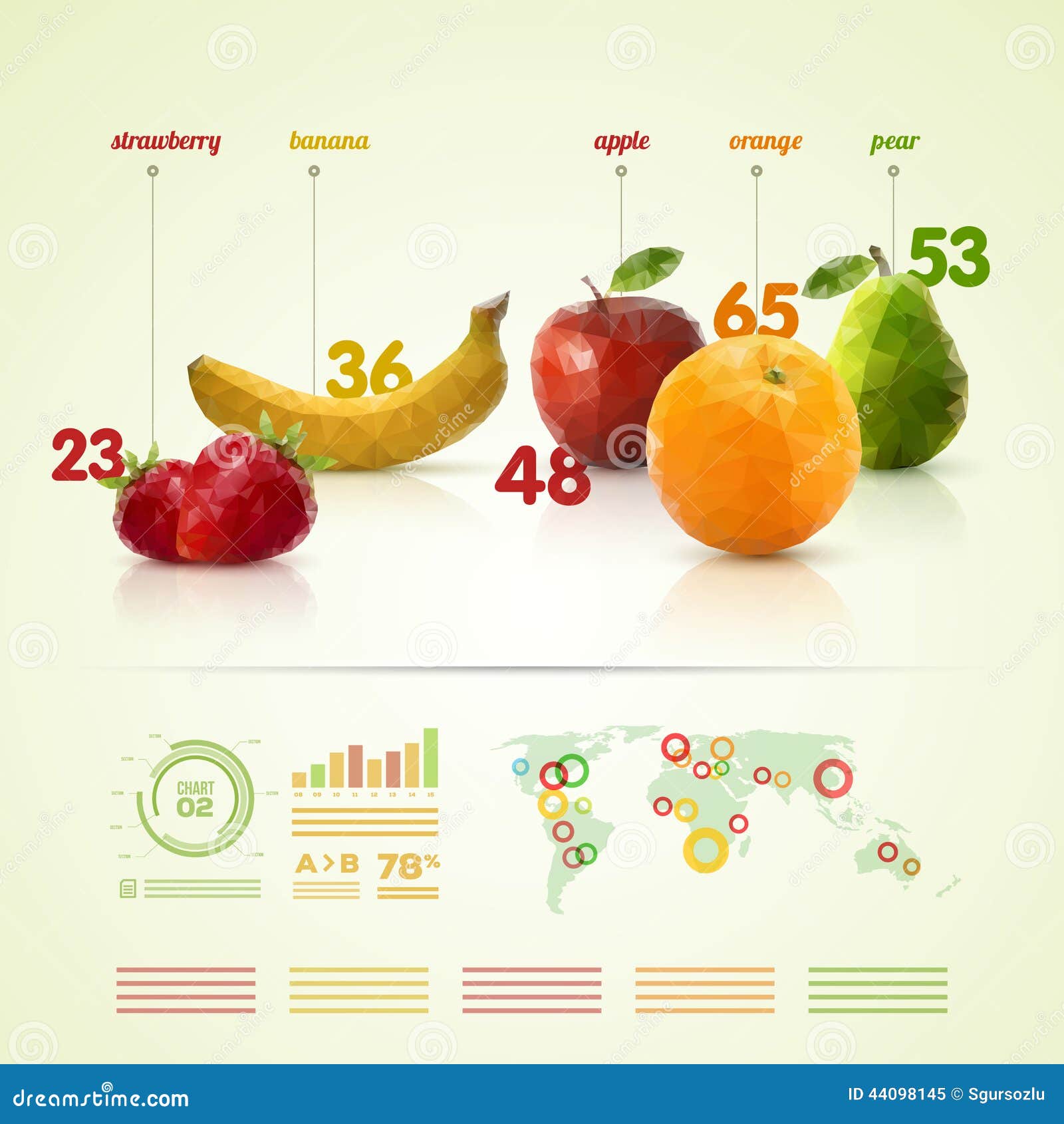 Polygon Fruit Infographic Template Stock Vector - Illustration of ...