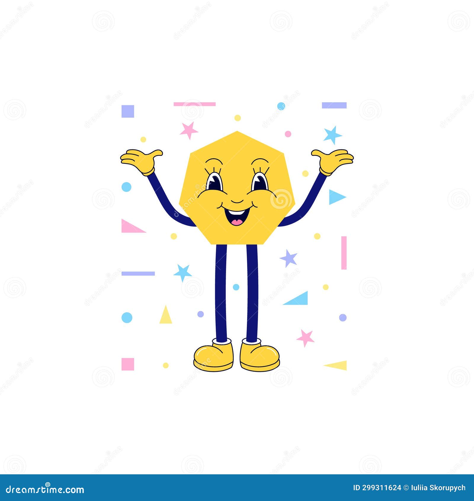 Polygon in a Funny Cartoon Style. Stock Vector - Illustration of ...