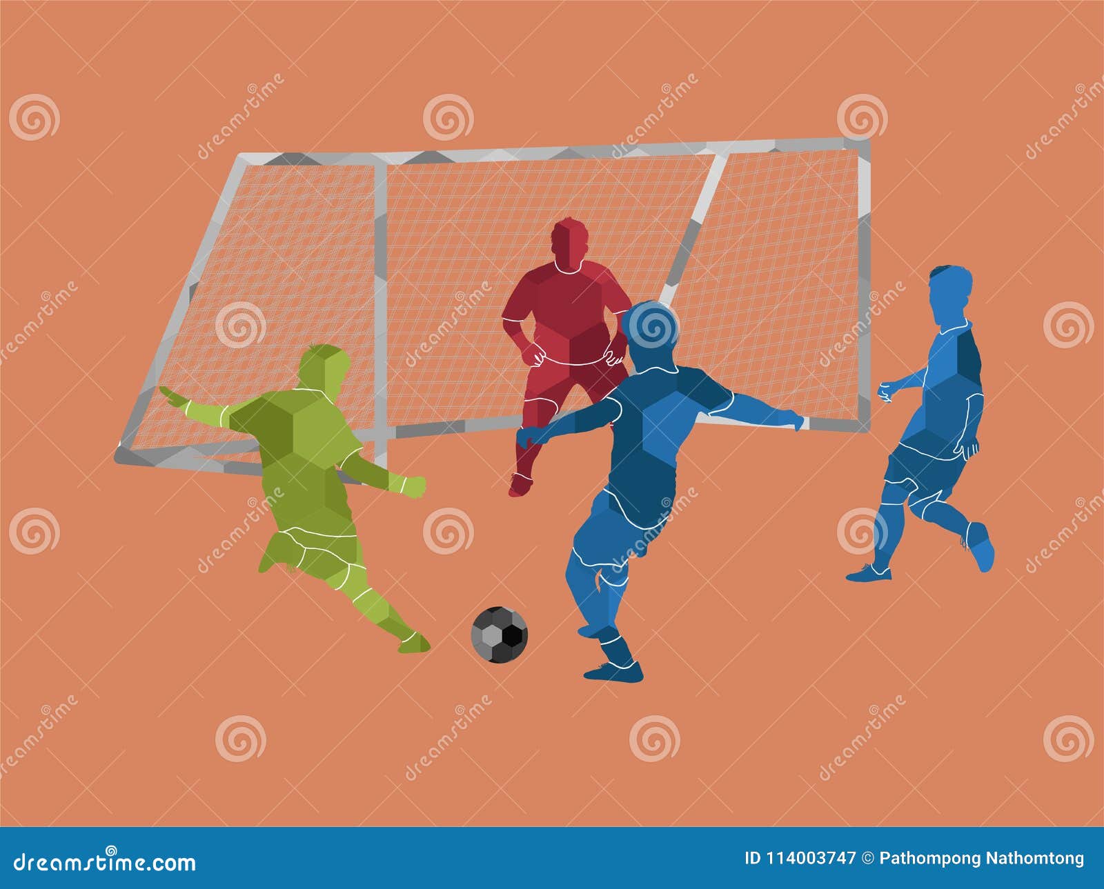 Polygon Geometric Goal Kick with Soccer Player Stock Illustration ...