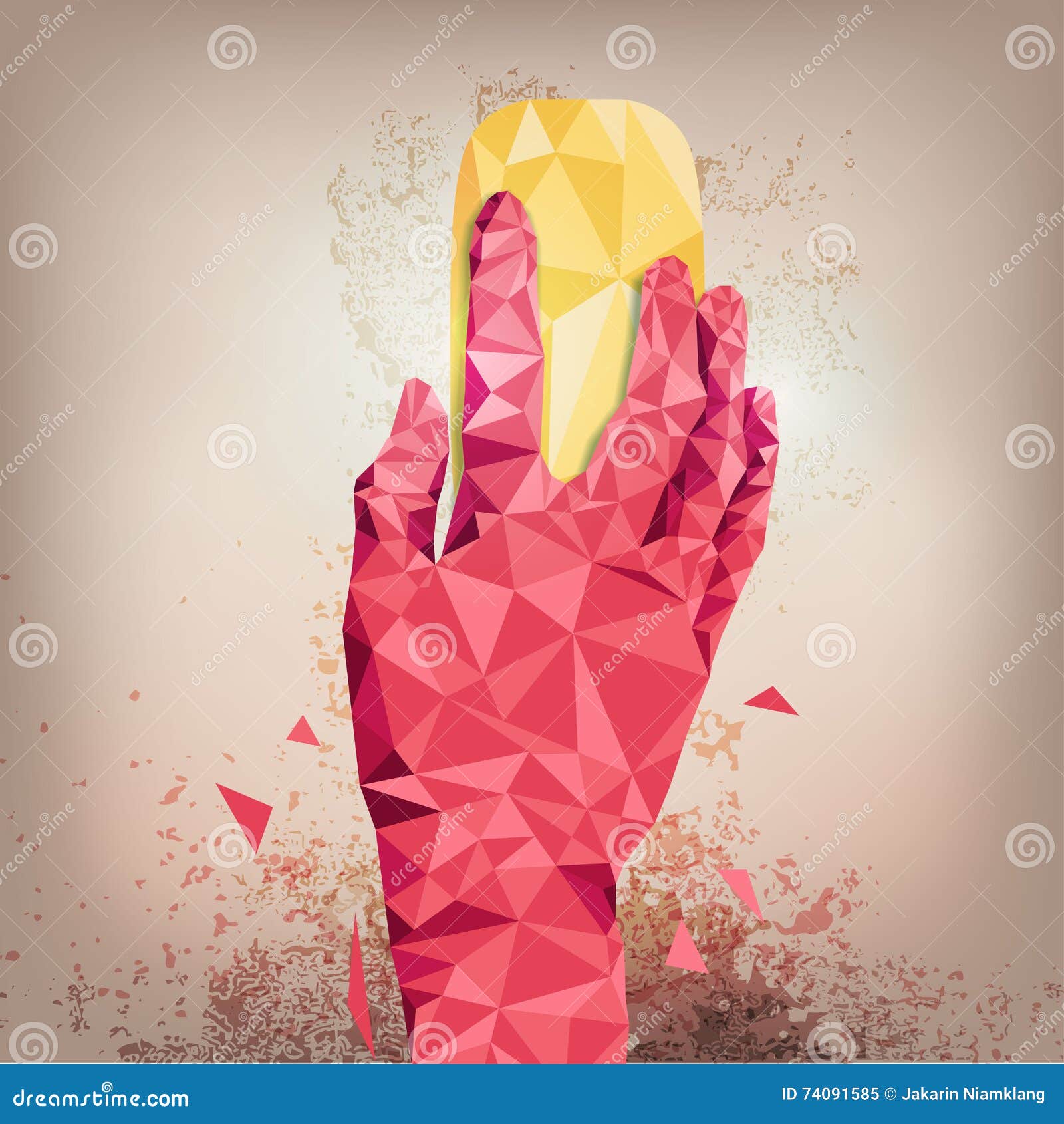 Polygon hand stock vector. Illustration of drawing, technology - 74091585