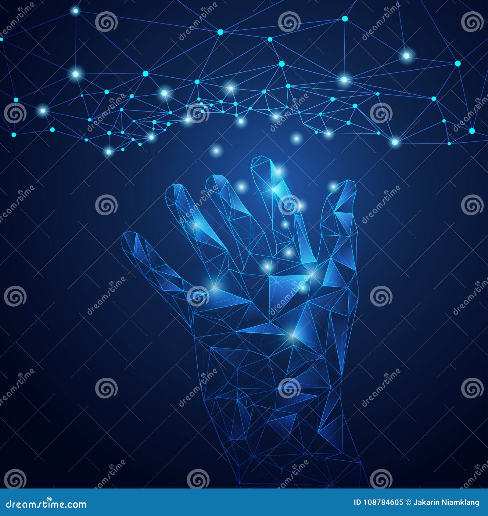 Polygon hand reaching stock vector. Illustration of science - 108784605