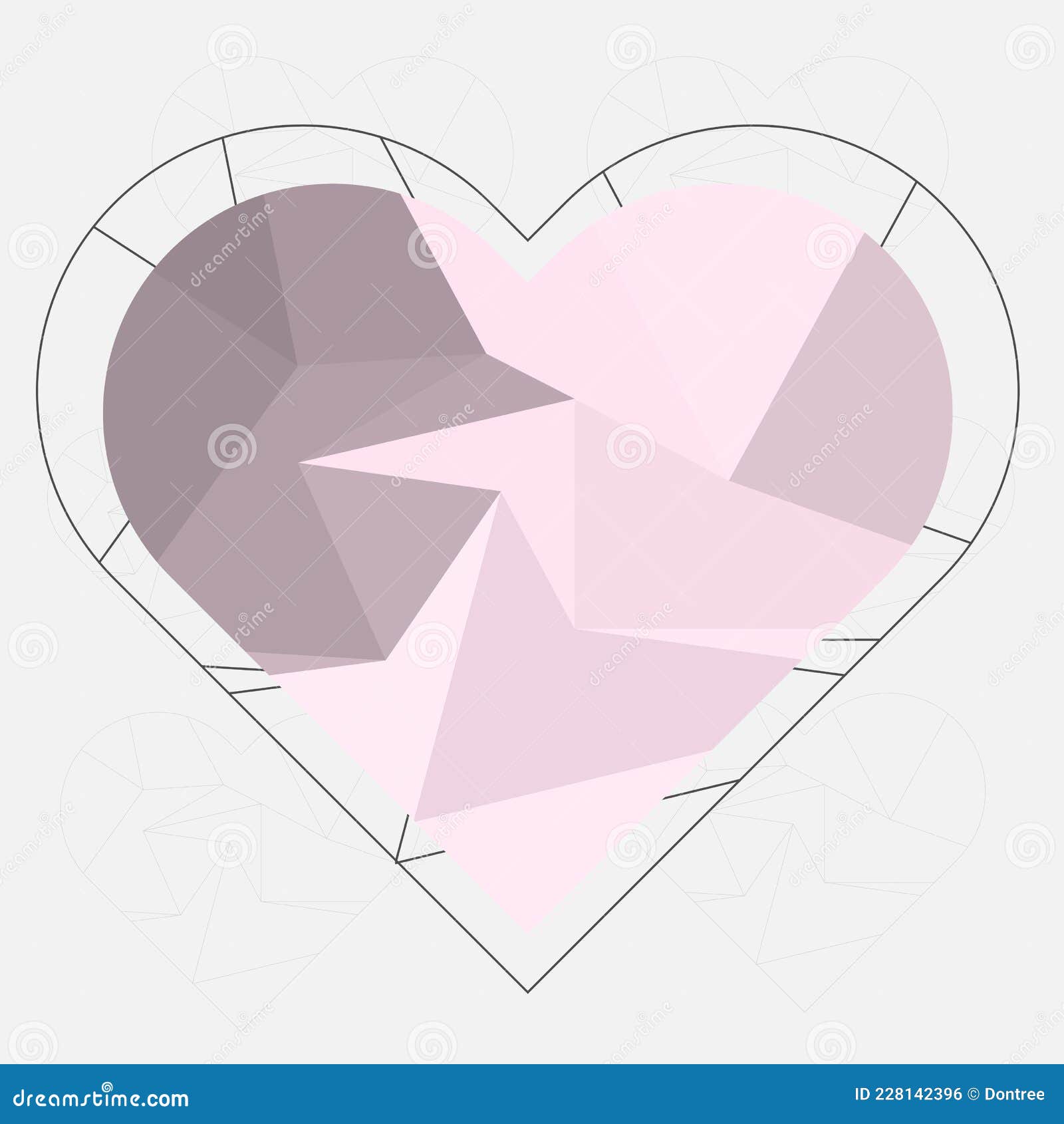 Polygon Heart in Pink Color Stock Vector - Illustration of banner ...
