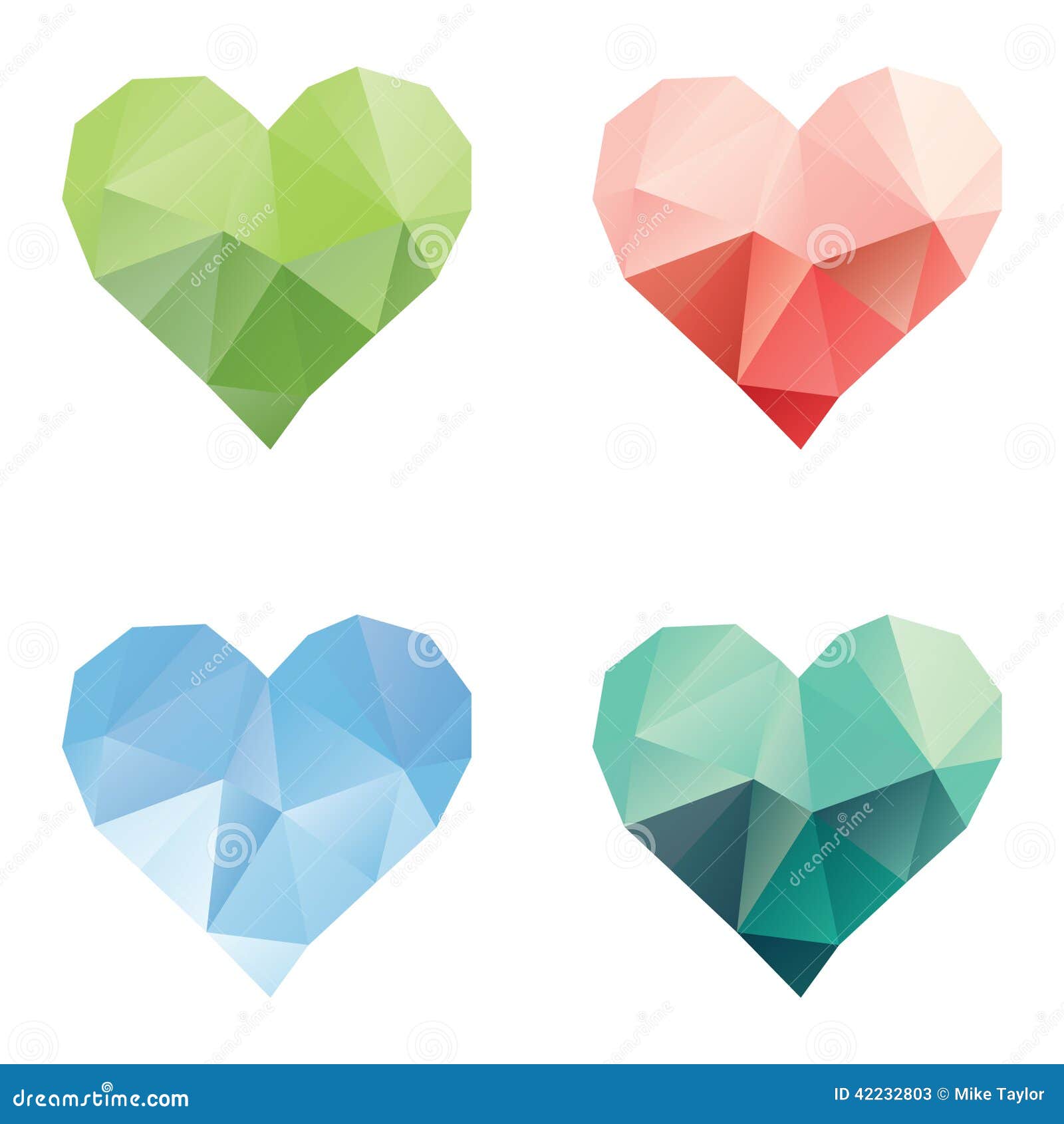 Polygon Heart Set stock vector. Illustration of abstract - 42232803