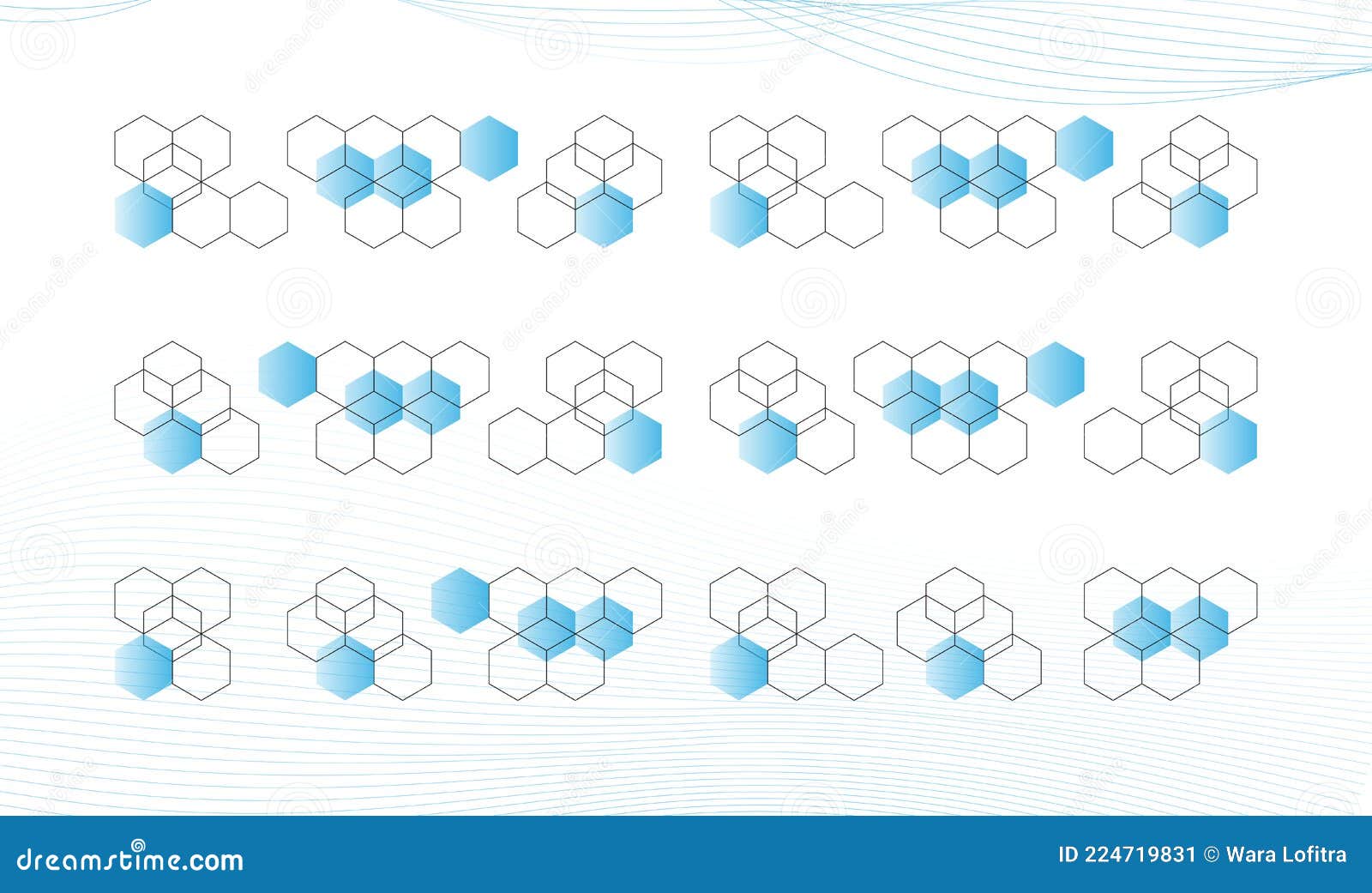 Polygon Hexagonal with Seamless Waves Background Illustration Stock ...