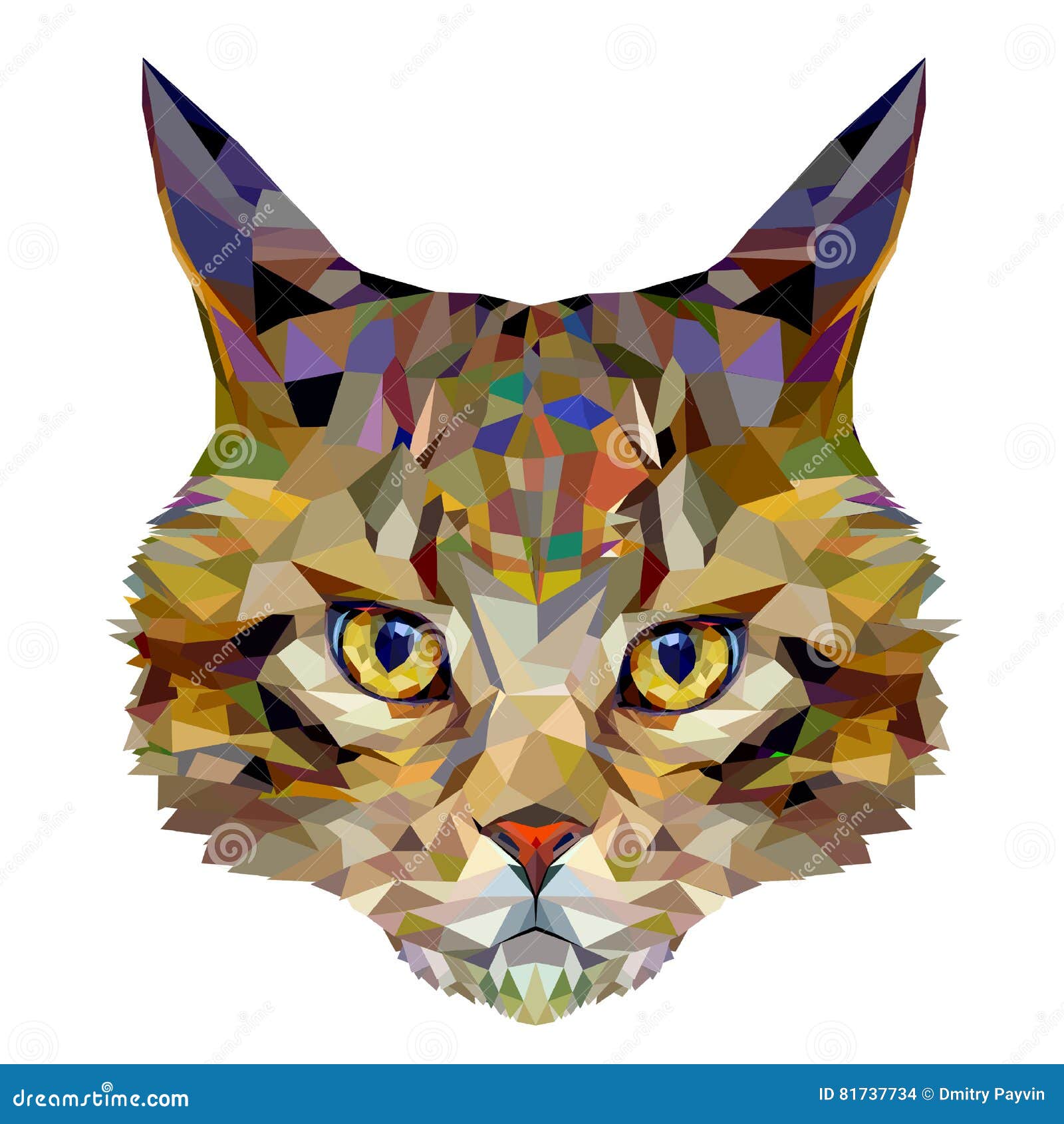 Polygon Image of a Head of a Cat. Stock Vector - Illustration of face ...