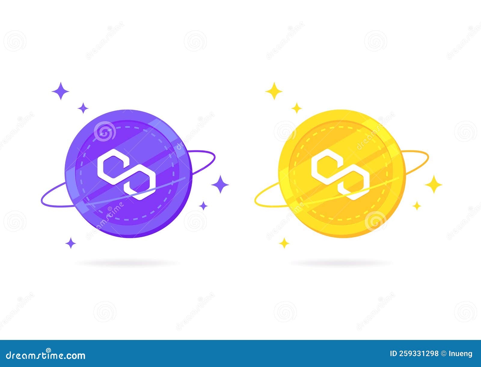 Polygon MATIC Coins Falling From The Sky. MATIC Cryptocurrency Concept ...