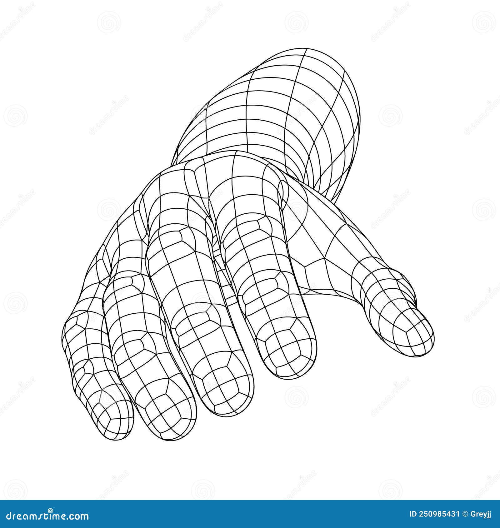 Wireframe Hand Sign From A Starry On Blue Background Vector ...