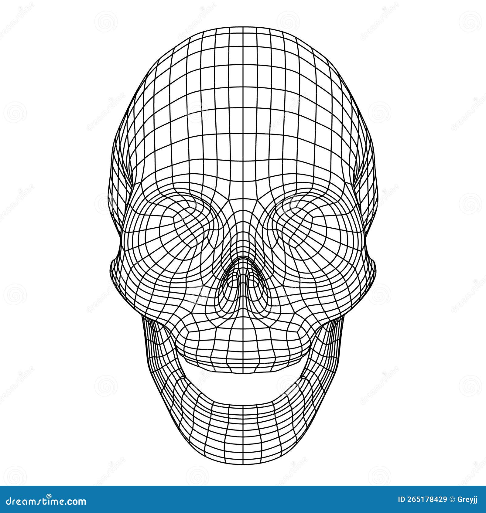 Wireframe Human Skull with Open Jaw, Front View Stock Vector ...