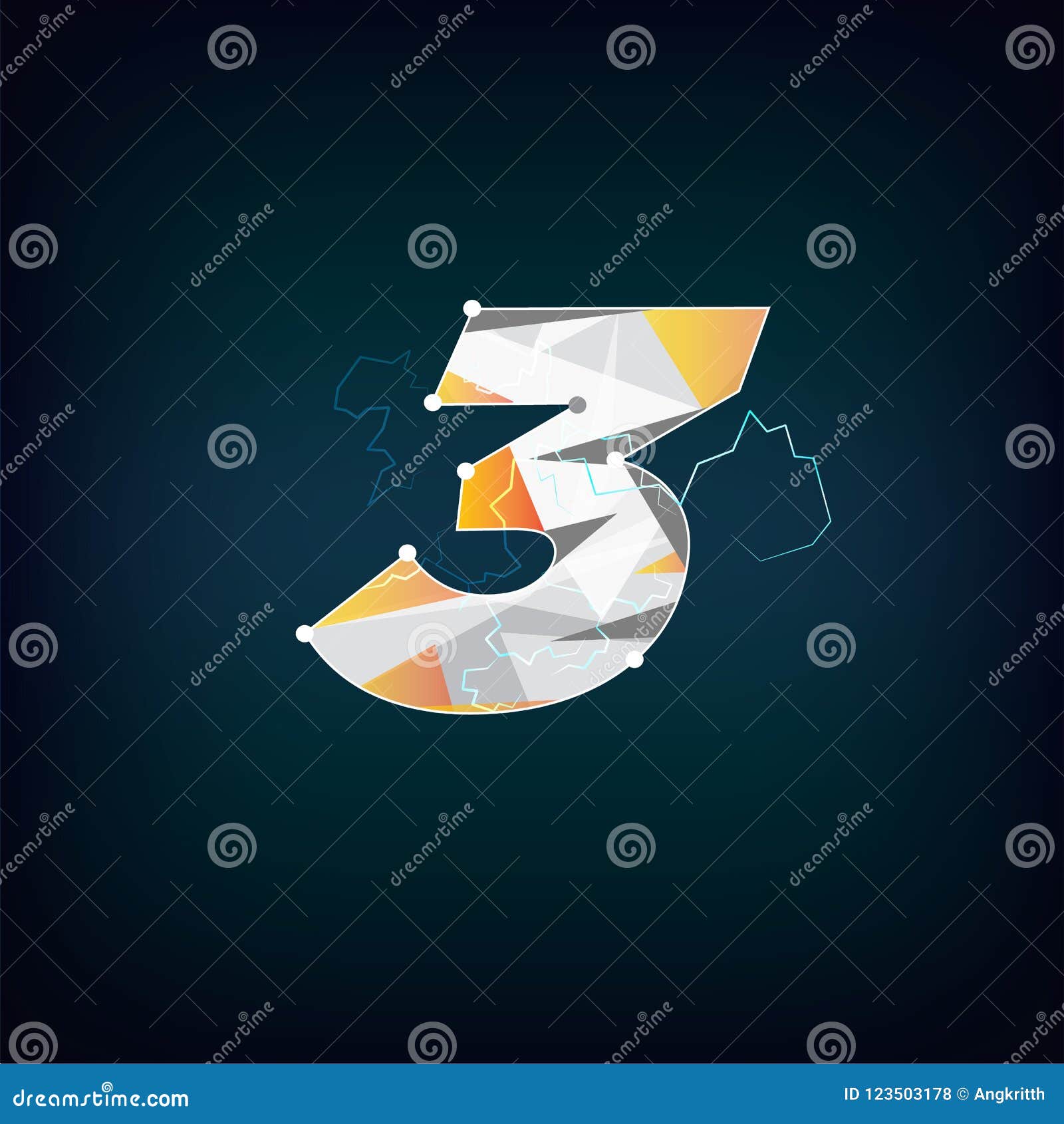 Polygon of Number 3. Abstract Number Concept - Vector Stock ...