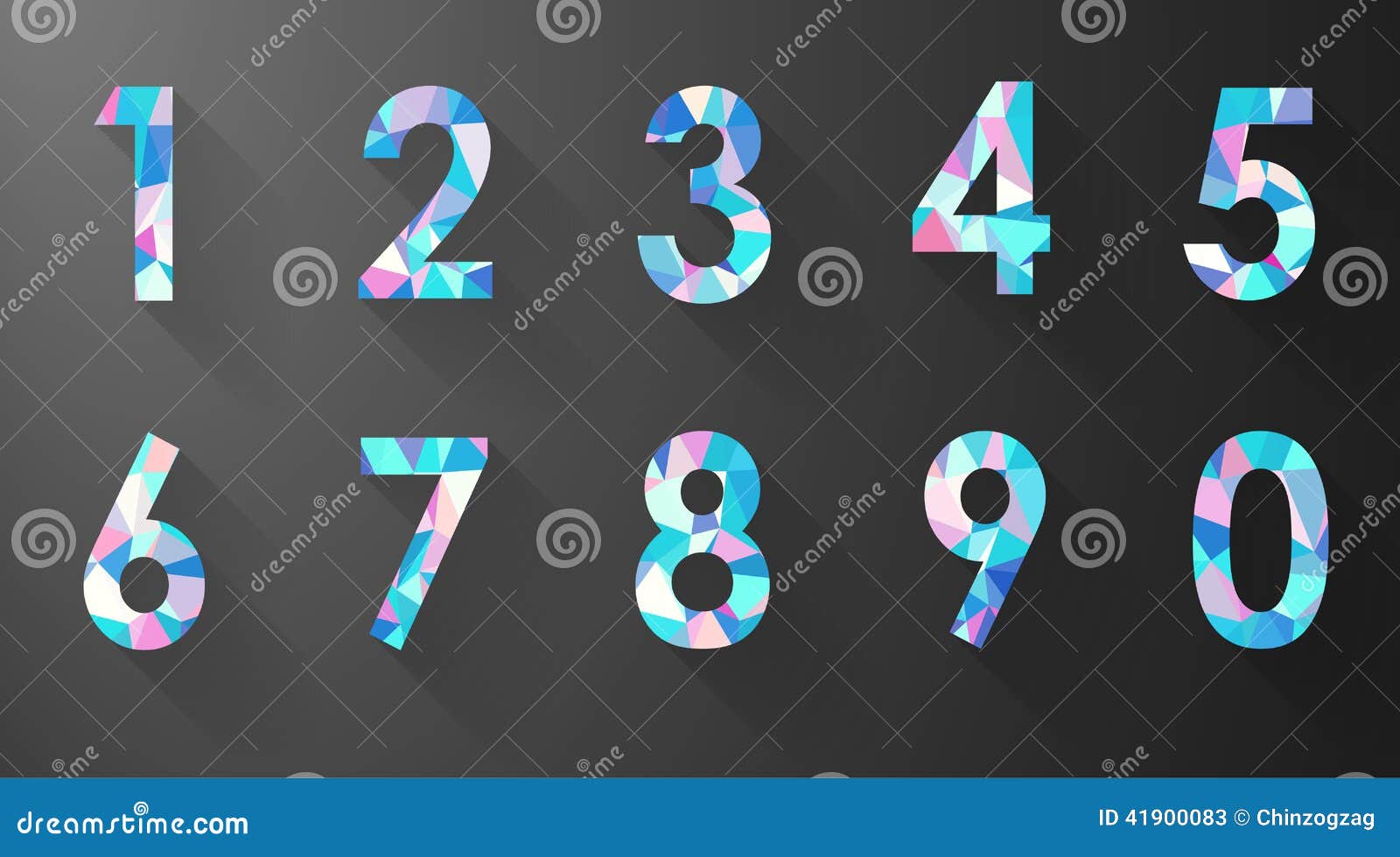 Polygon Number Alphabet Colorful Font Style. Vector Illustration ...