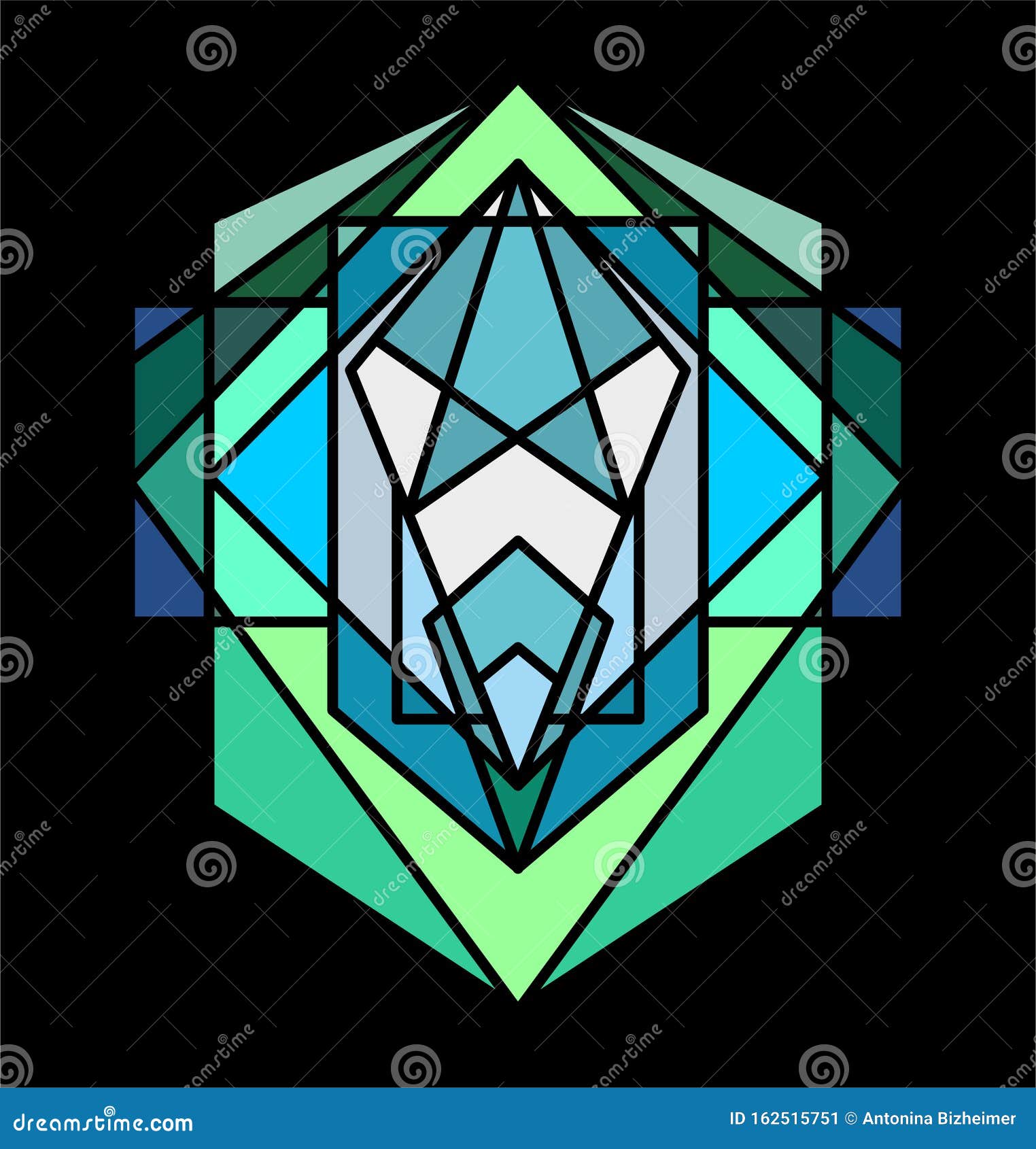 Polygon Ornament, Stained Glass Stock Vector - Illustration of graphic ...