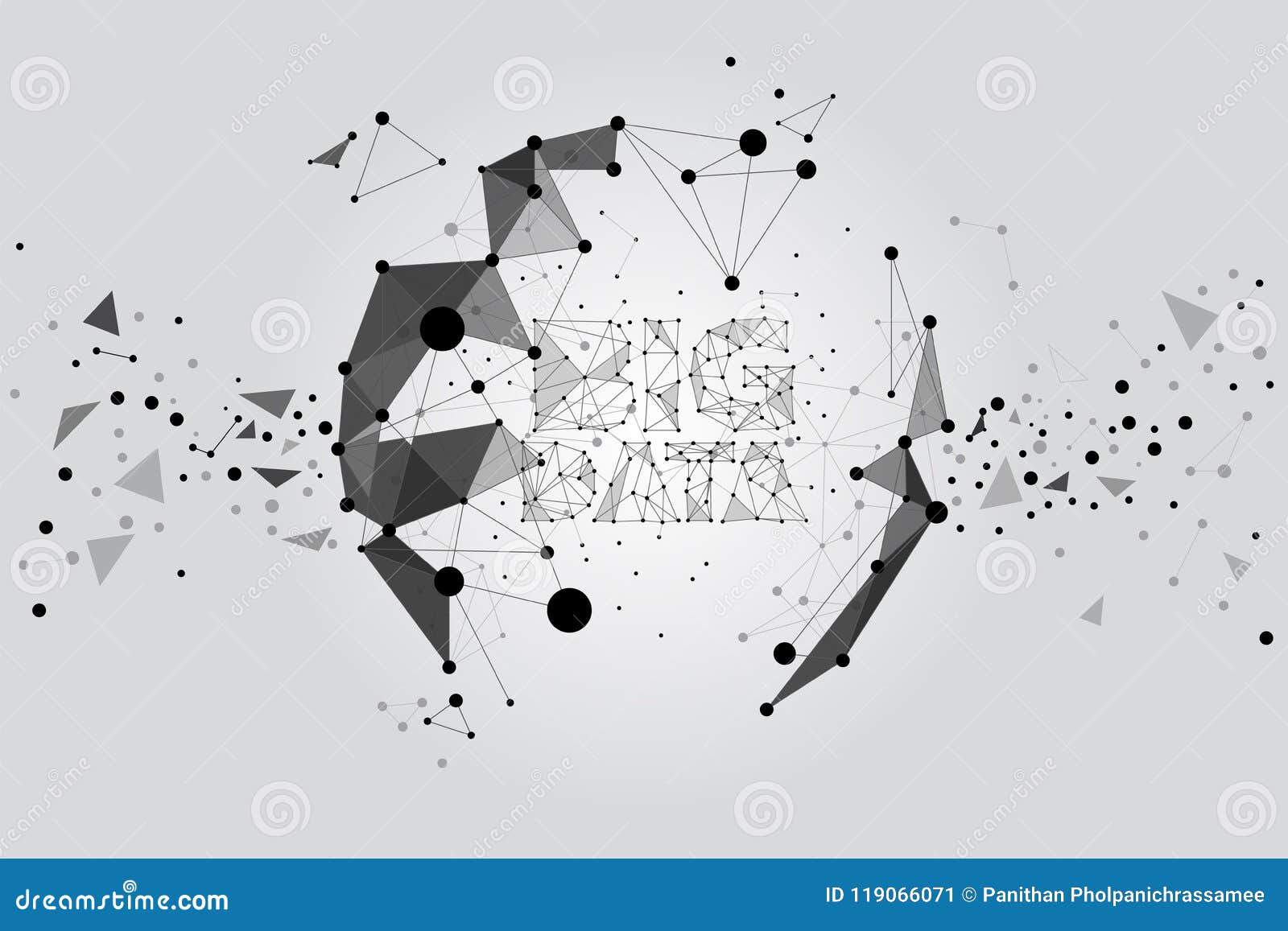 Polygon Particle Build To Sphere: Concept Of Futuristic, Big Data, Data ...
