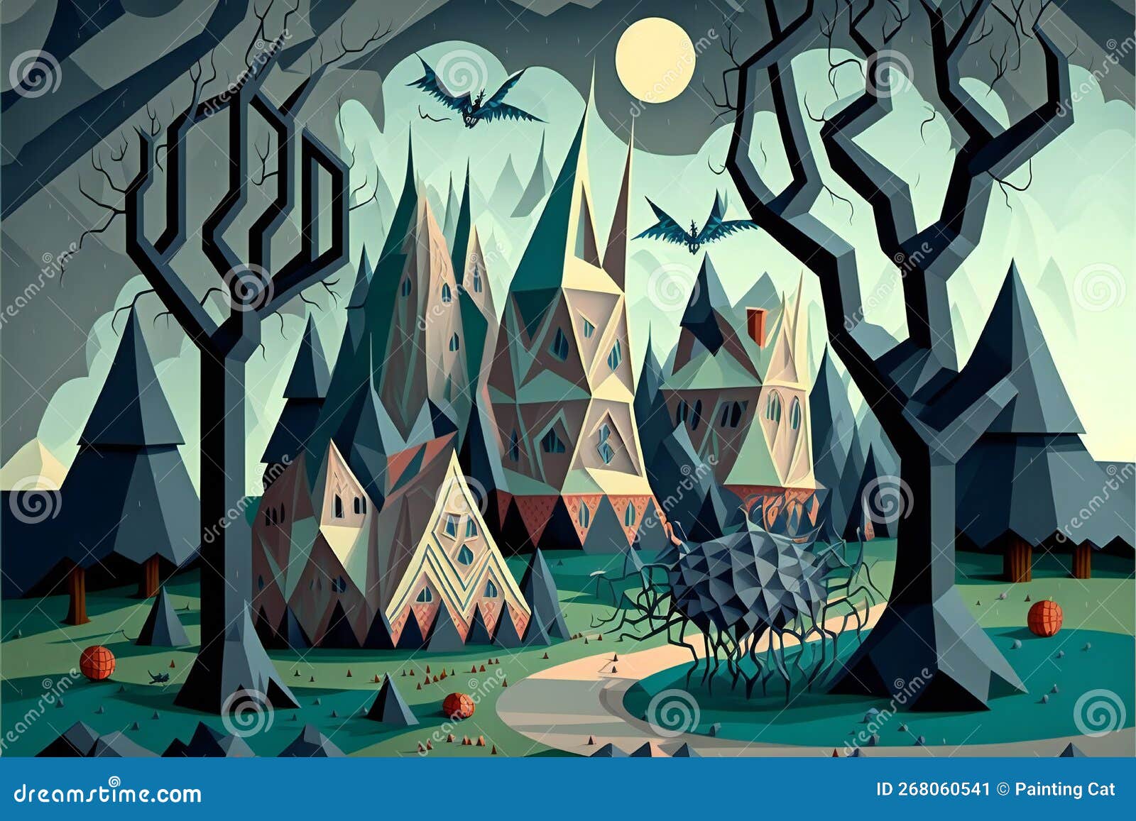 Polygon Patterned Monsters, Creative Digital Illustration Painting ...