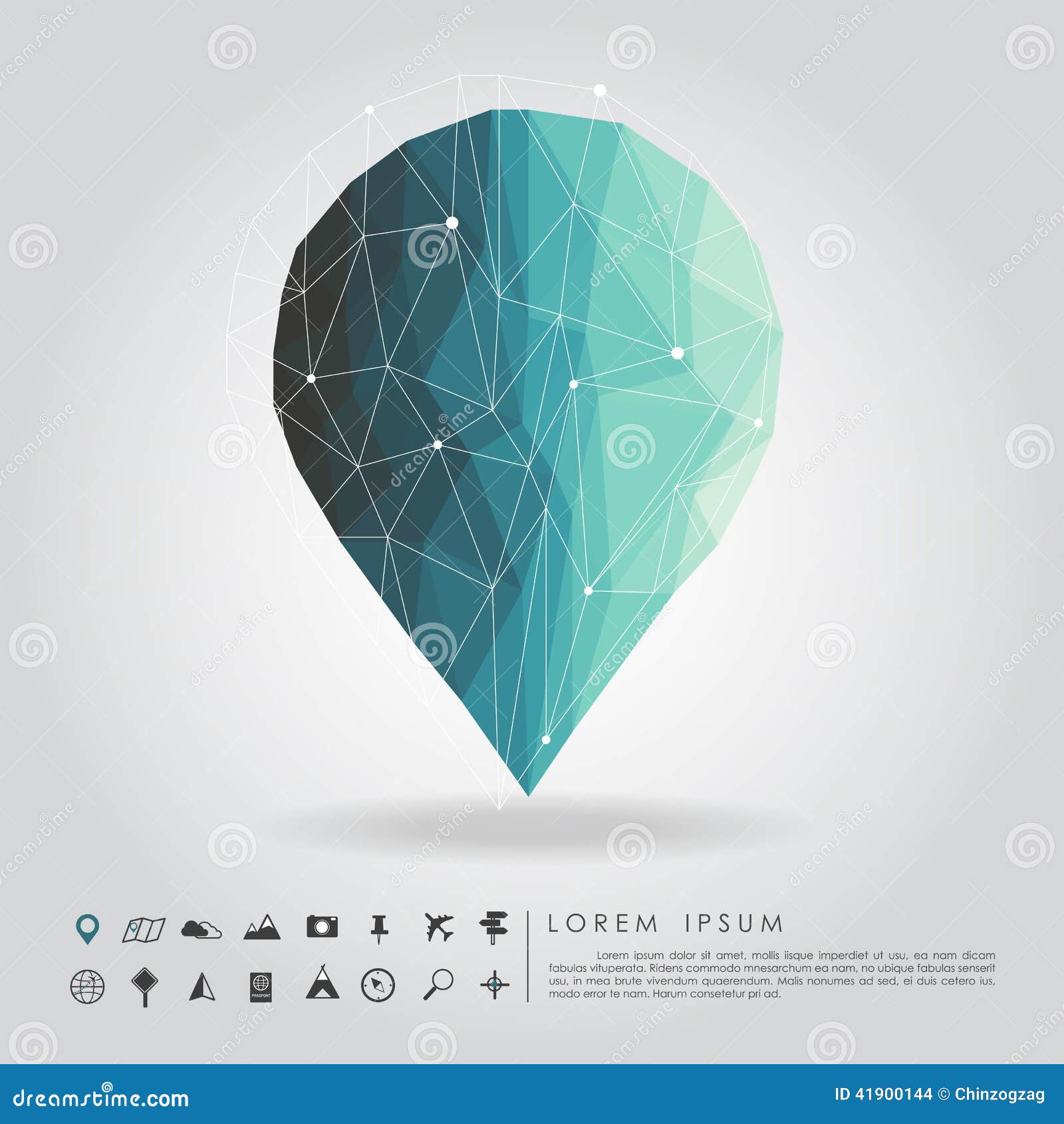 Polygon pin with map icon stock vector. Illustration of island - 41900144