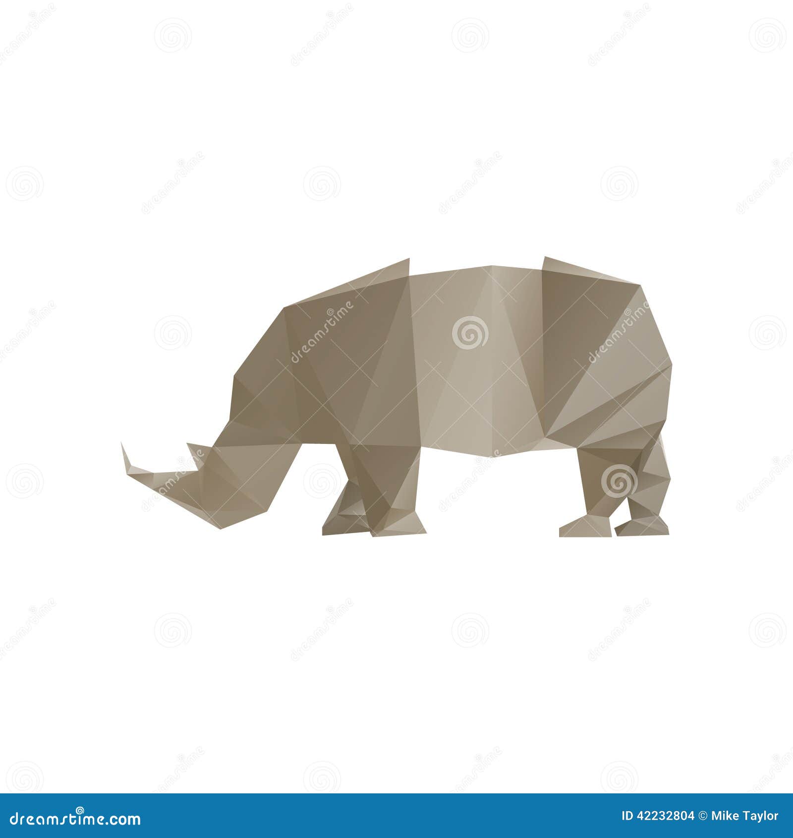 Polygon Rhino stock vector. Illustration of basic, brown - 42232804