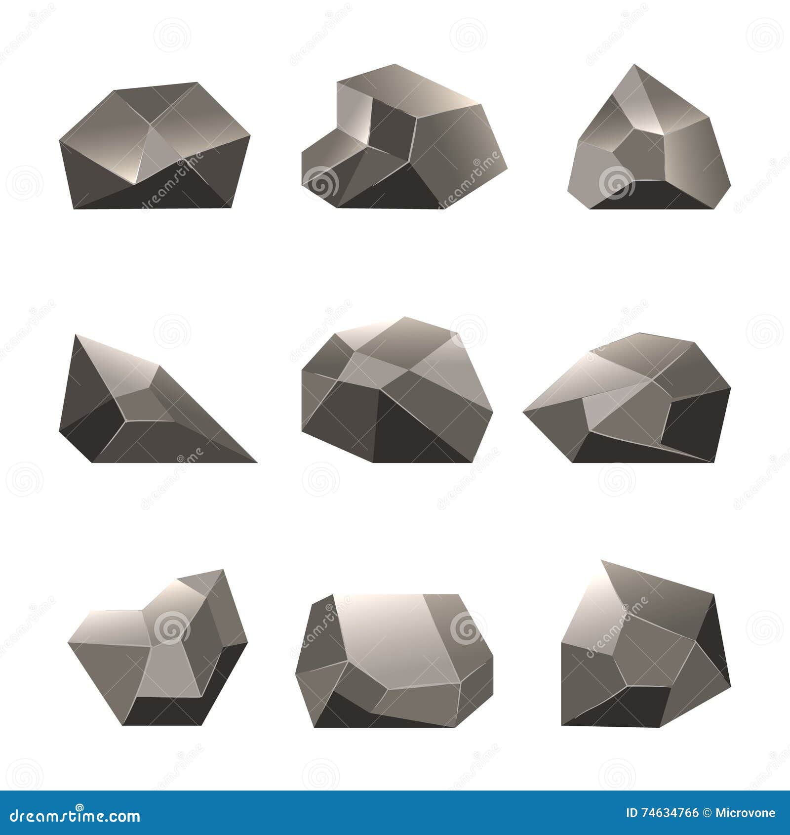 Polygon Stone or Poly Rocks Vector Set Stock Illustration ...