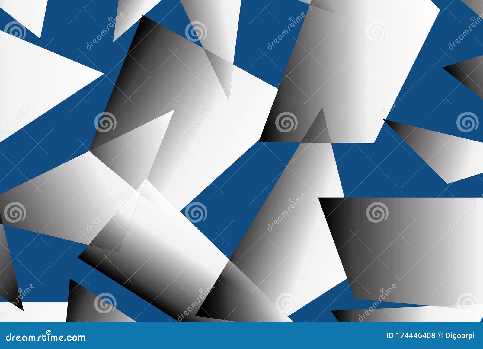 Black and White Polygons on Blue Background, Gradient Color Stock Vector - Illustration of ...