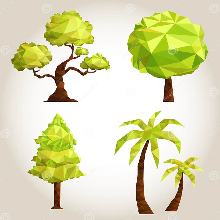 Polygon tree set stock vector. Illustration of symbol - 50042922