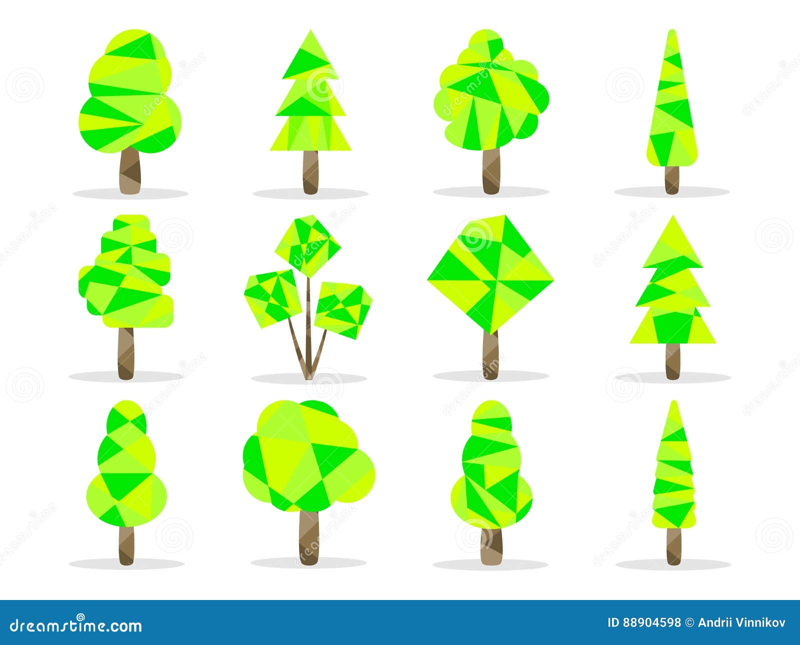 Polygon Trees Set. Low Poly Style Stock Vector - Illustration of ...