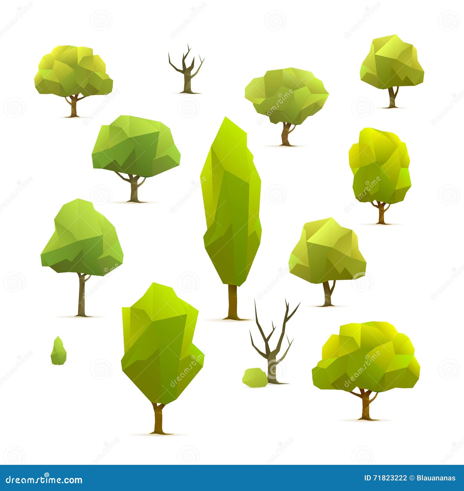 Polygon trees set stock vector. Illustration of triangle - 71823222