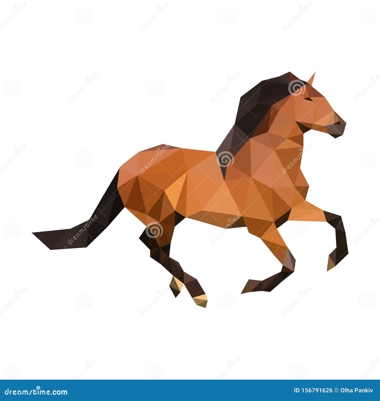 Polygon Triangle Brown Horse Stock Vector - Illustration of animal ...