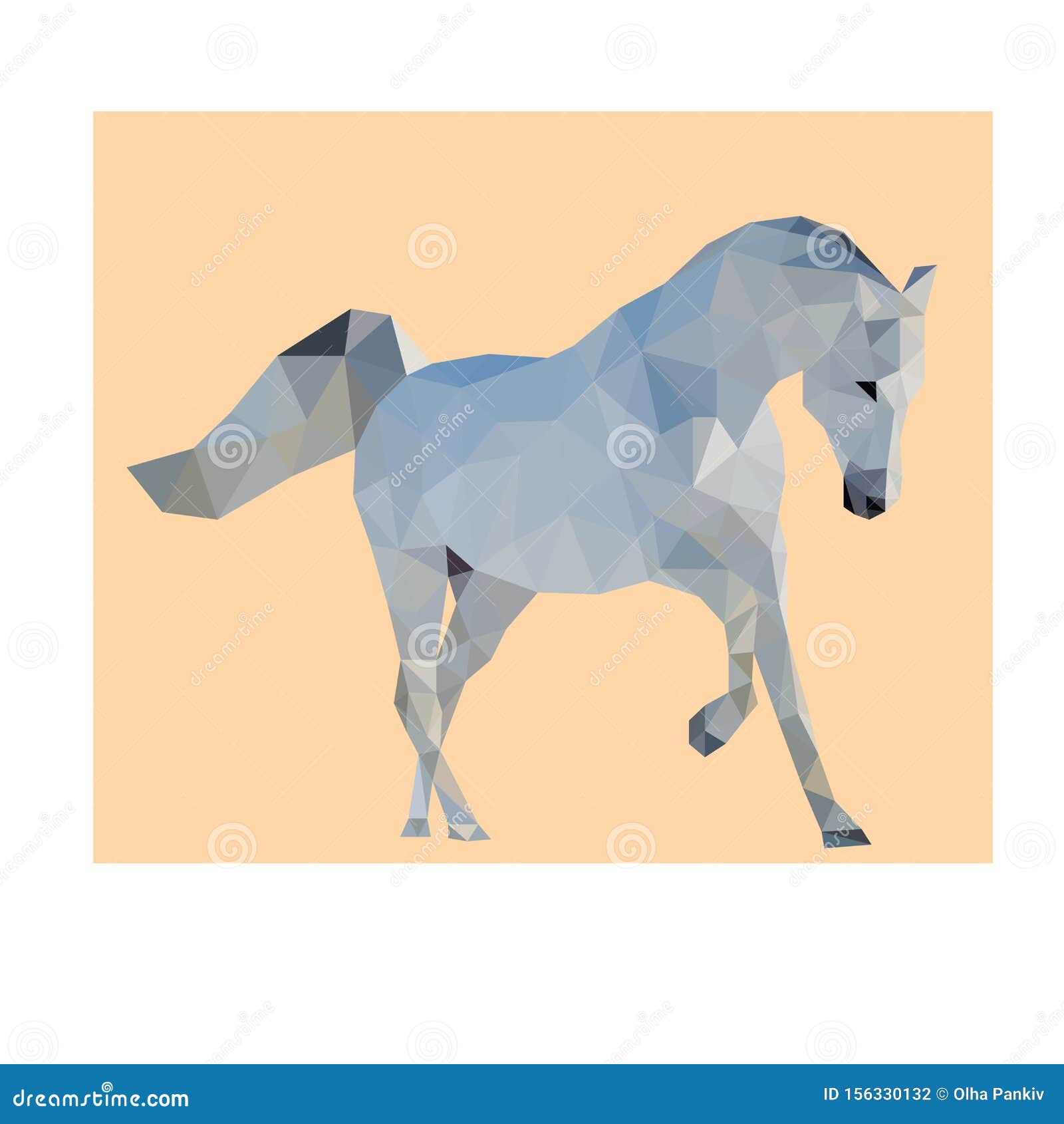 Polygon Triangle Vector White Horse Stock Vector - Illustration of ...