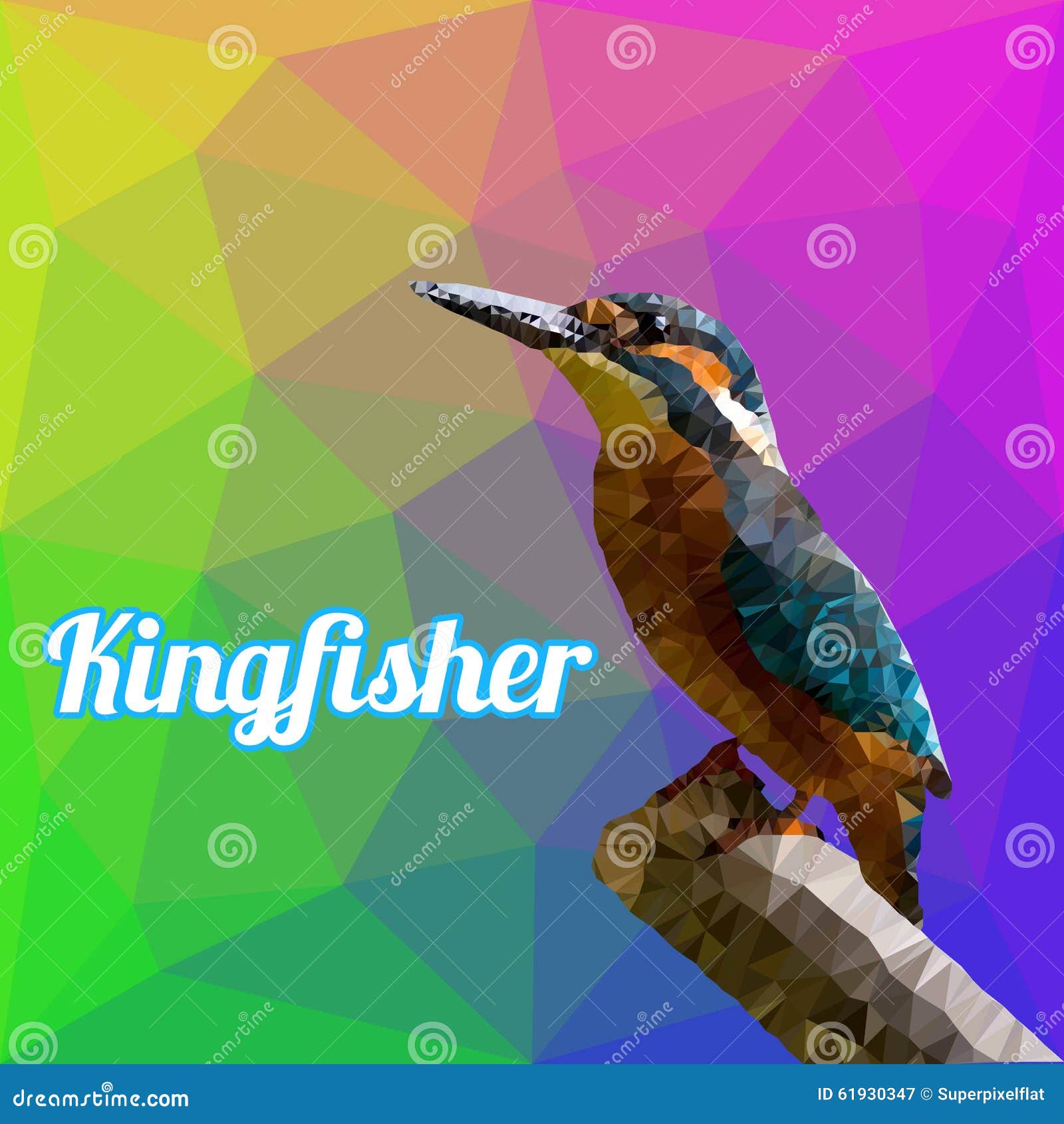 Polygon Vector Kingfisher stock vector. Illustration of mosaic - 61930347