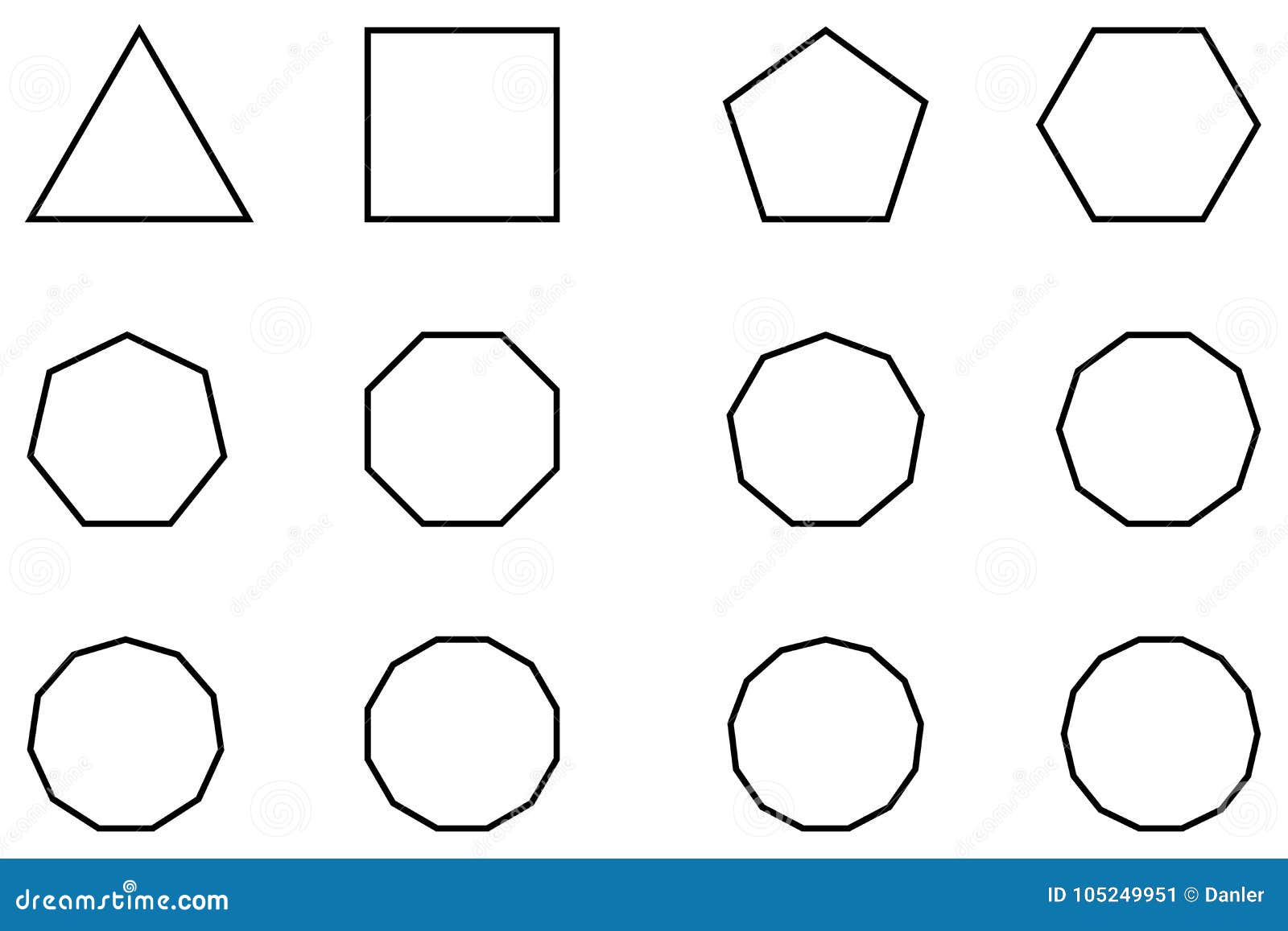 Polygon - vector set stock vector. Illustration of heptagon - 105249951
