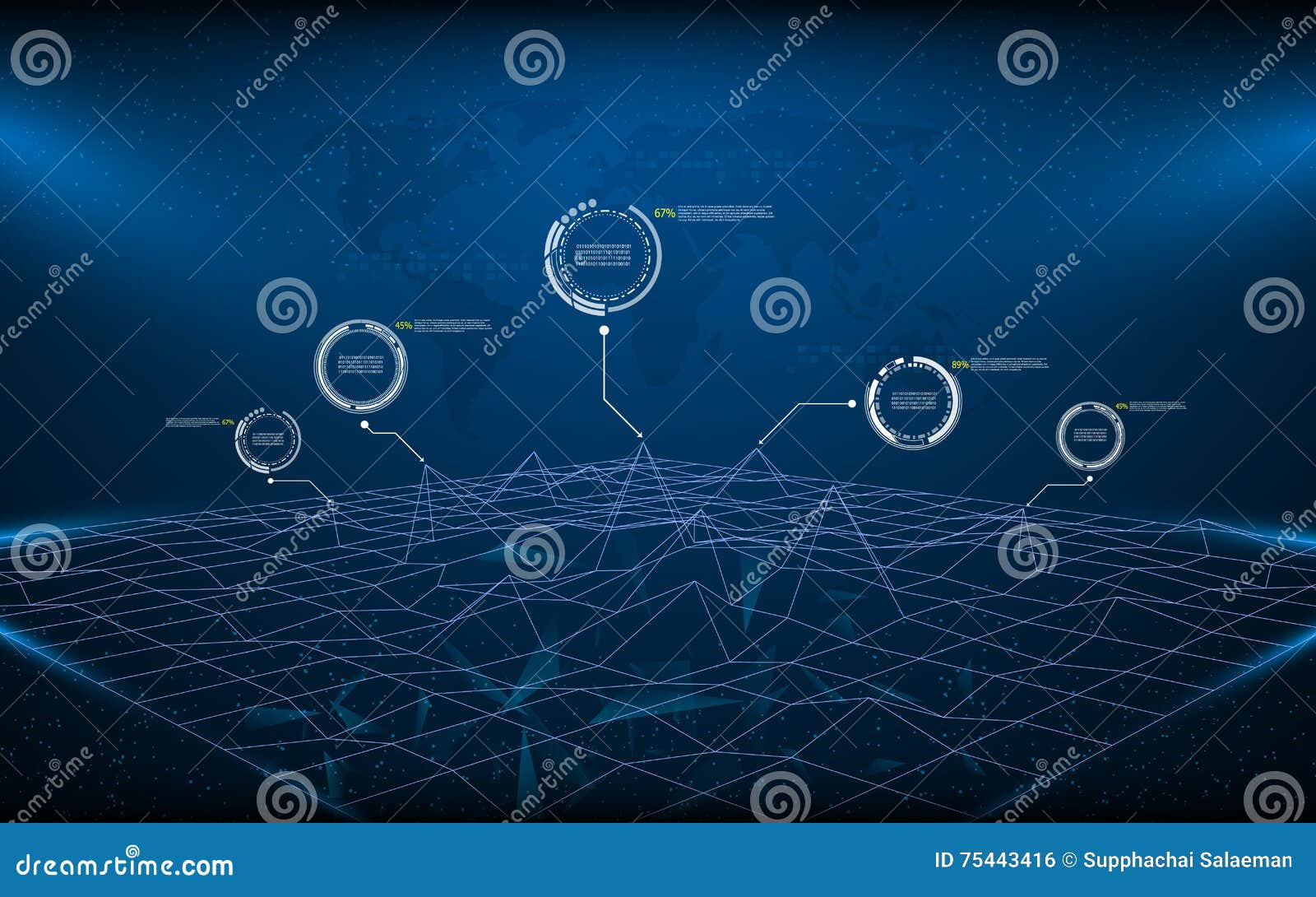 Polygon Wireframe Landscape Technology Innovation Concept Background ...