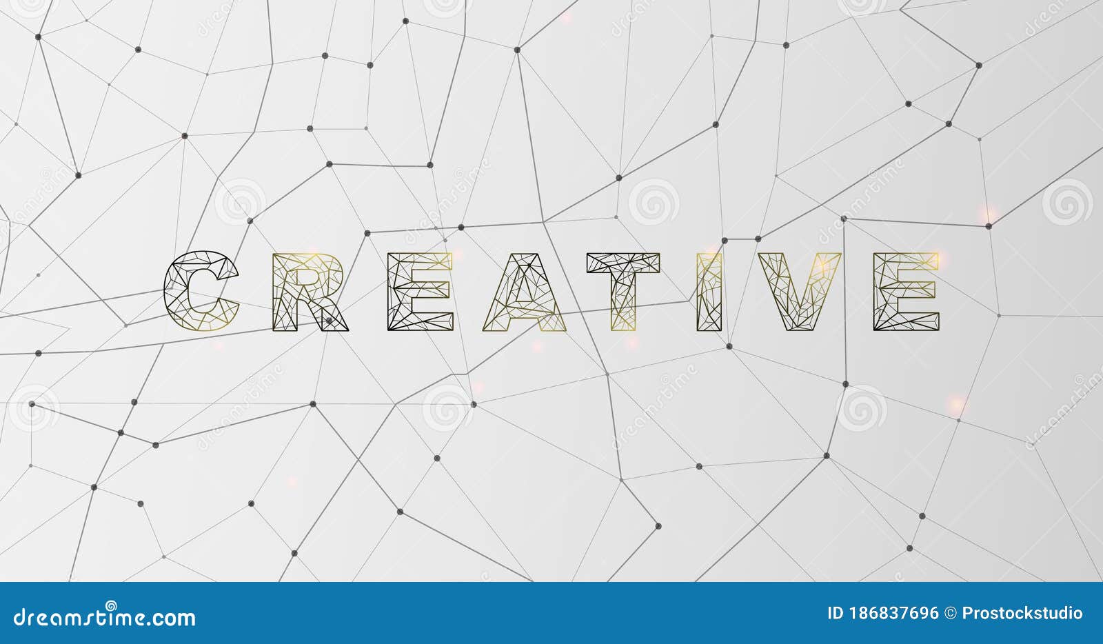 Polygon Word CREATIVE on Grey Background, Vector Illustration Stock ...