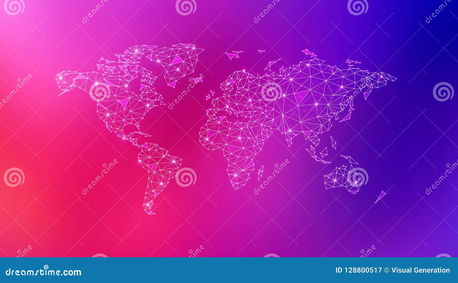 Polygon World Map on Multicolored Background Stock Illustration ...