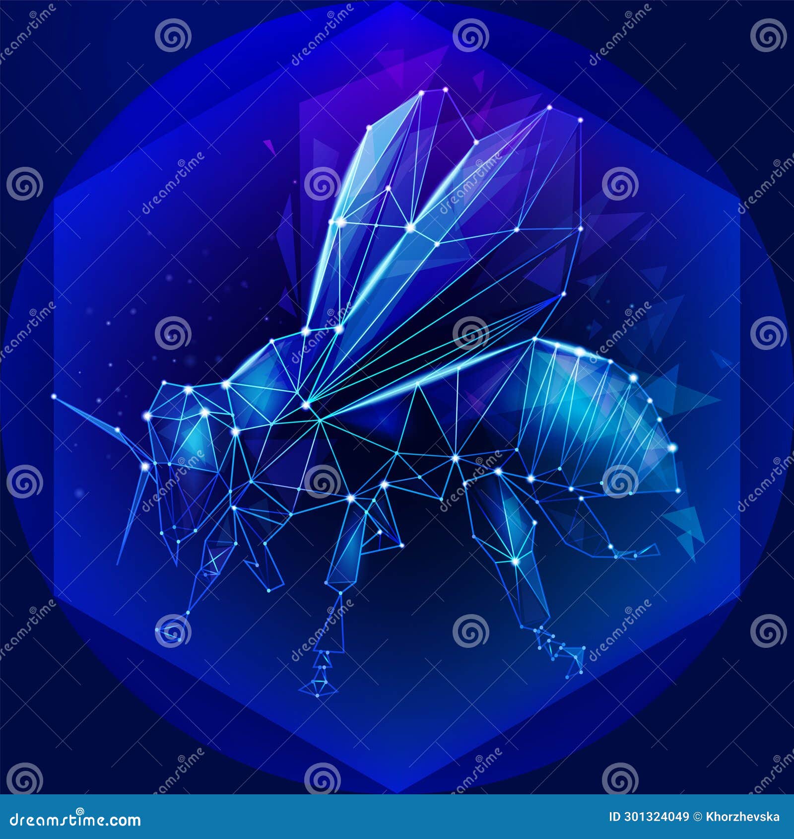 Polygona Honey Bee in Technological Low Poly Style. Innovative ...