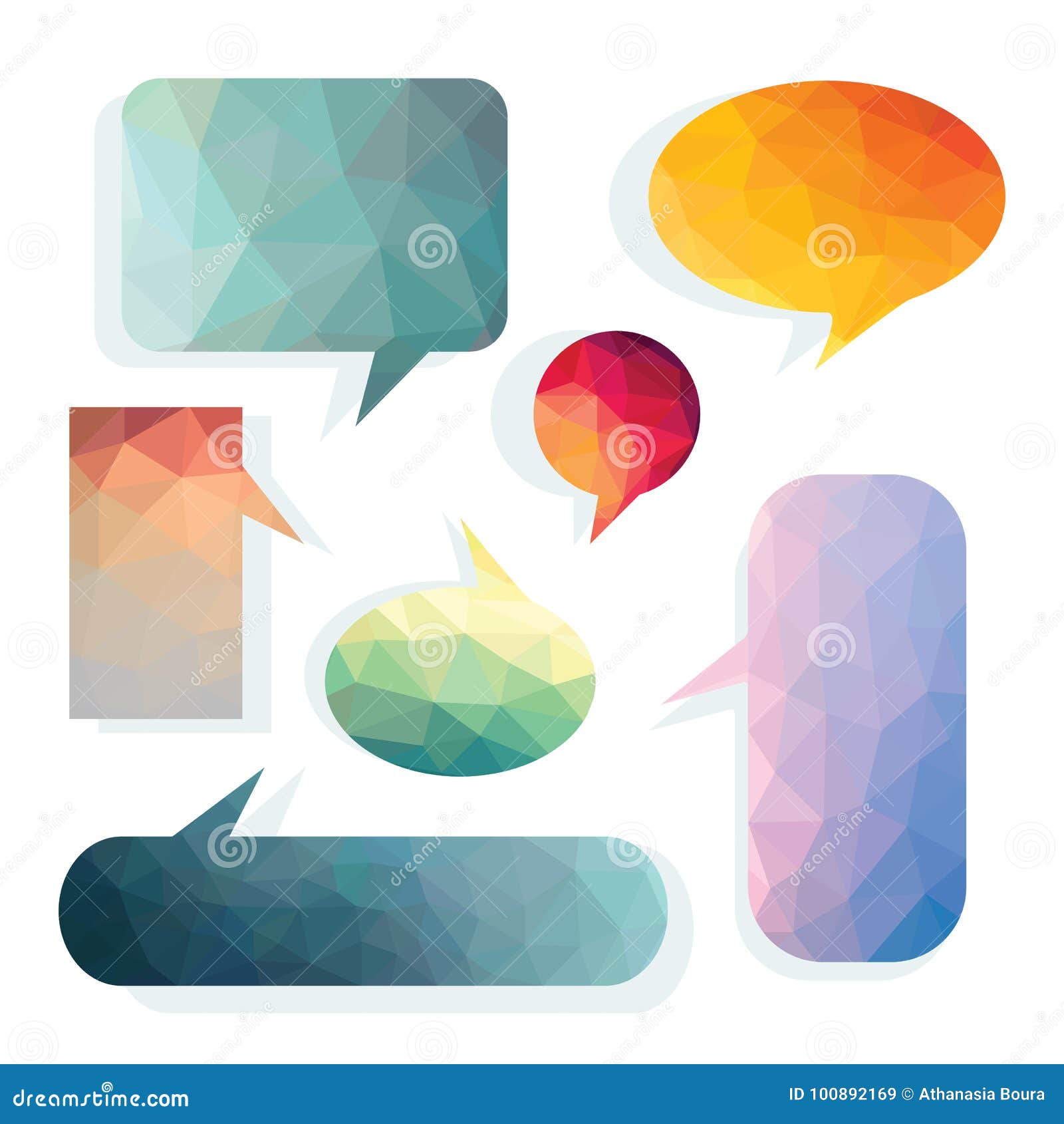 Polygonal Abstract Color Speech Bubbles Stock Vector - Illustration of ...