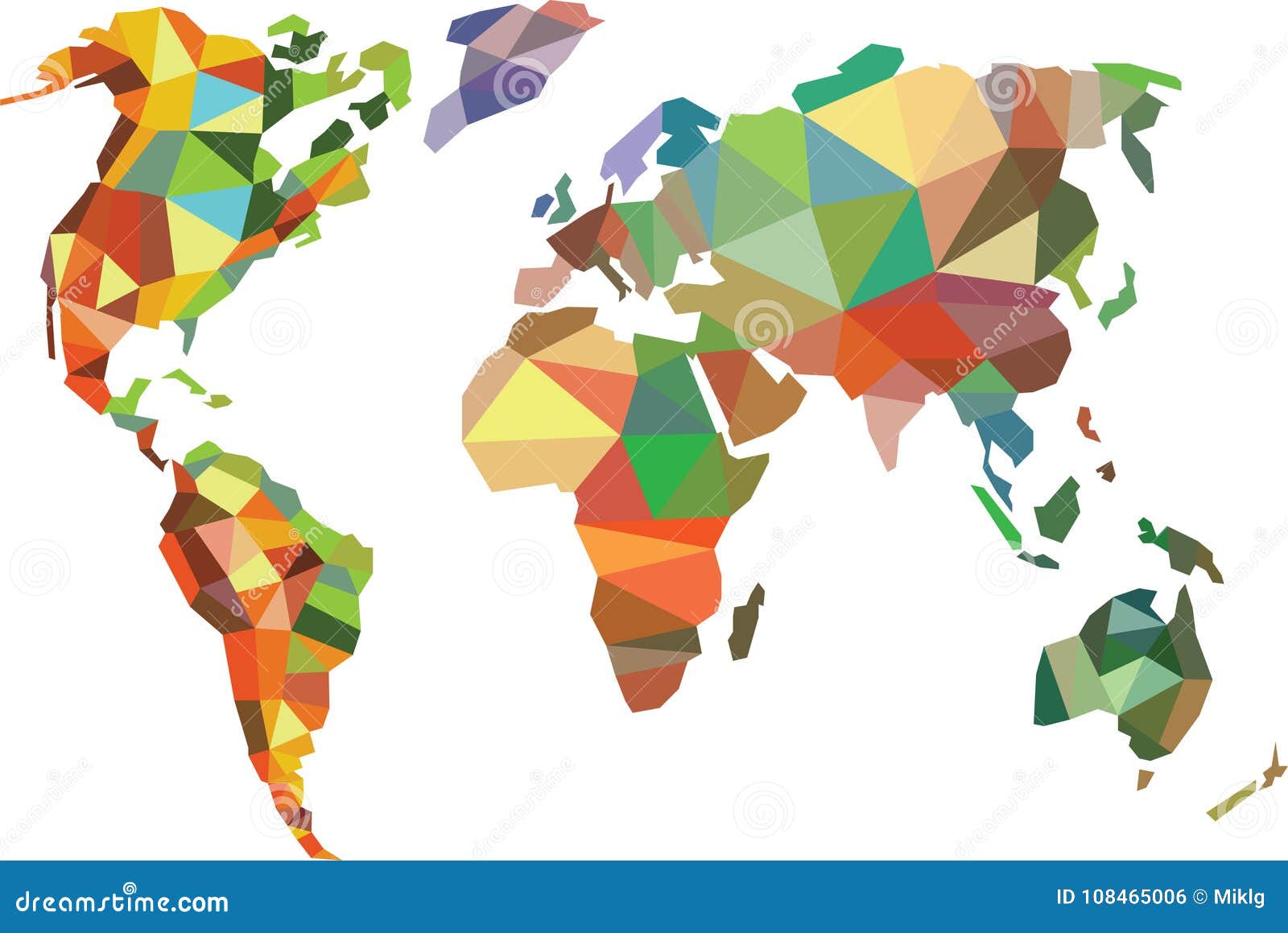 Polygonal Abstract Colour Vector World Map Stock Vector - Illustration ...
