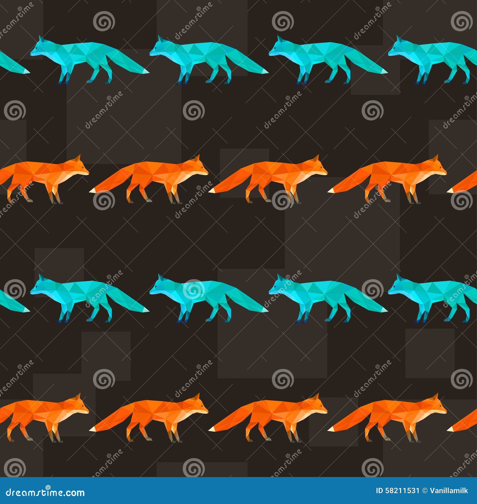 Polygonal Abstract Fox Seamless Pattern Background Stock Vector ...