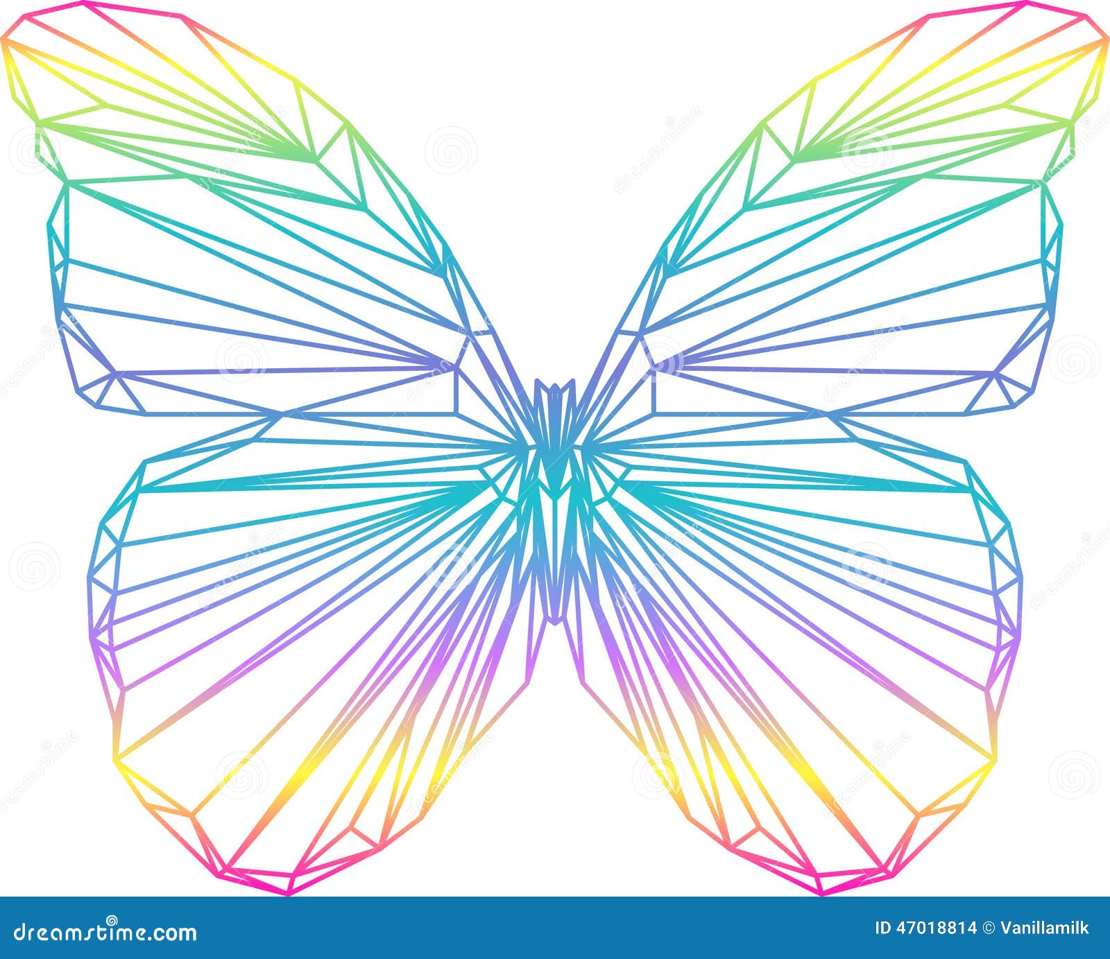 Polygonal Abstract Gradient Colored Butterfly Silhouette Drawn I Stock ...