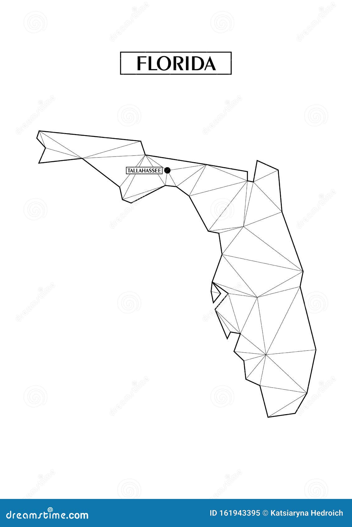 Polygonal Abstract Map State of Florida with Connected Triangular ...