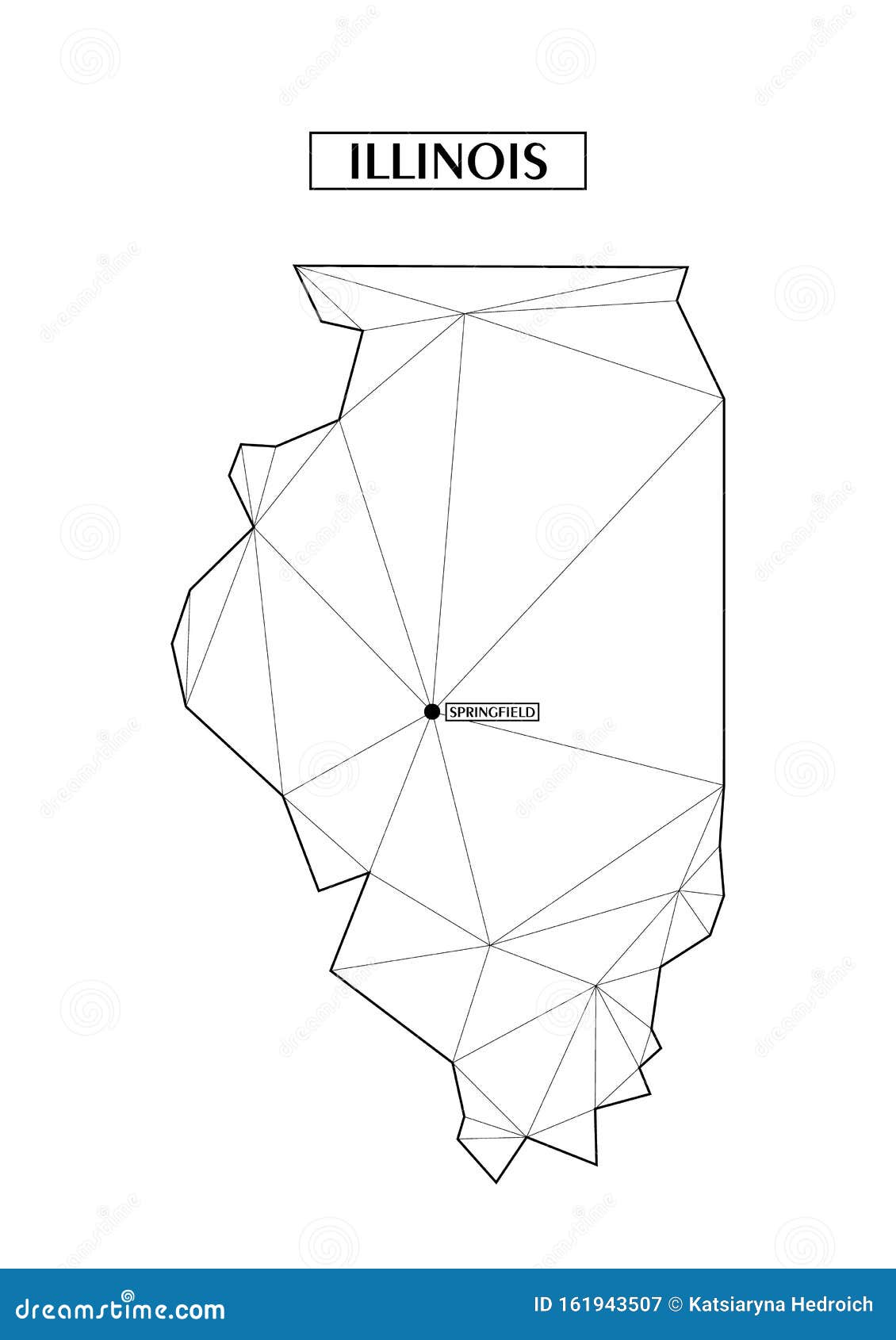 Polygonal Abstract Map State of Illinois with Connected Triangular ...
