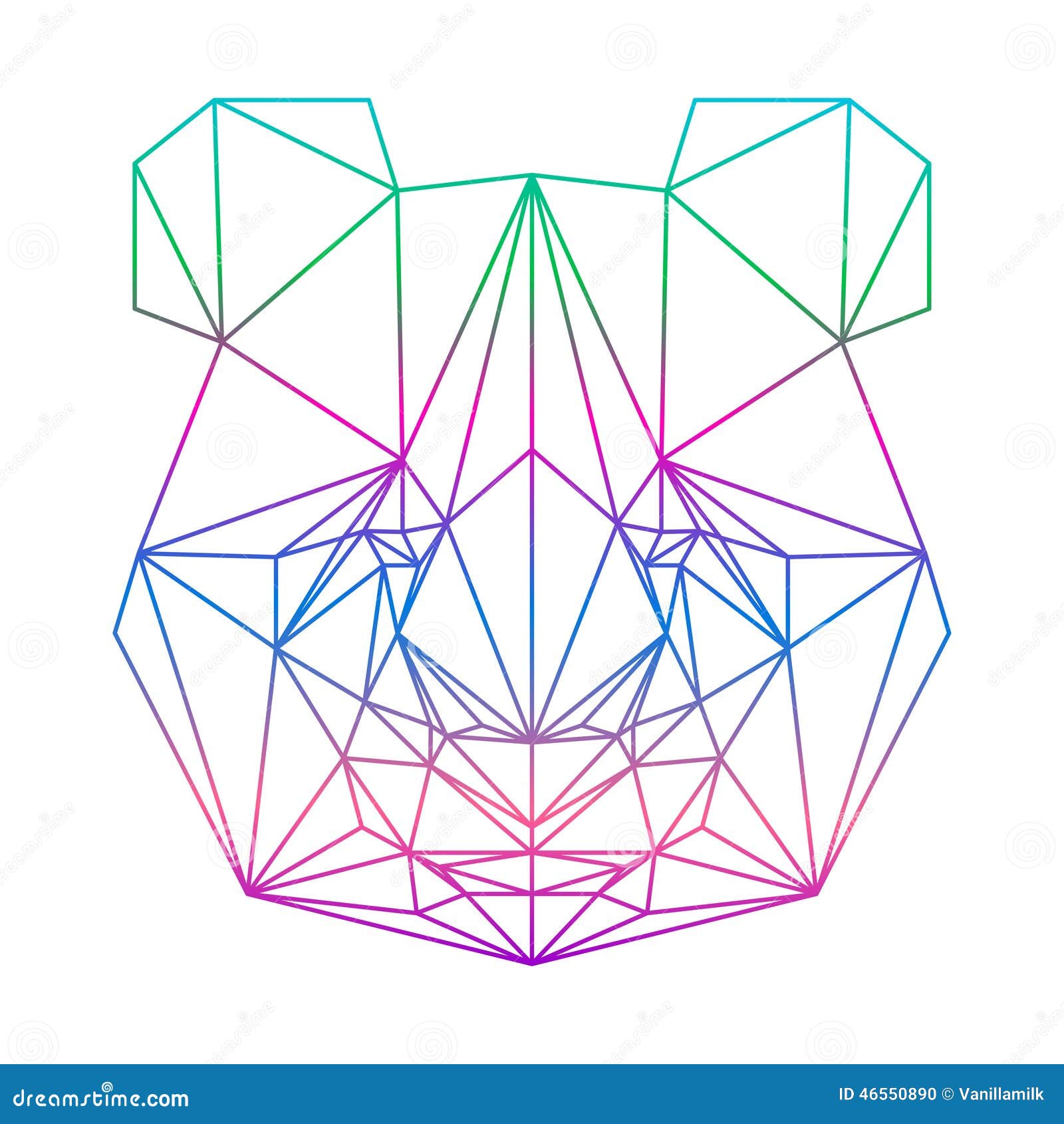 Polygonal Abstract Panda Silhouette Drawn in One Continuous Line Stock ...