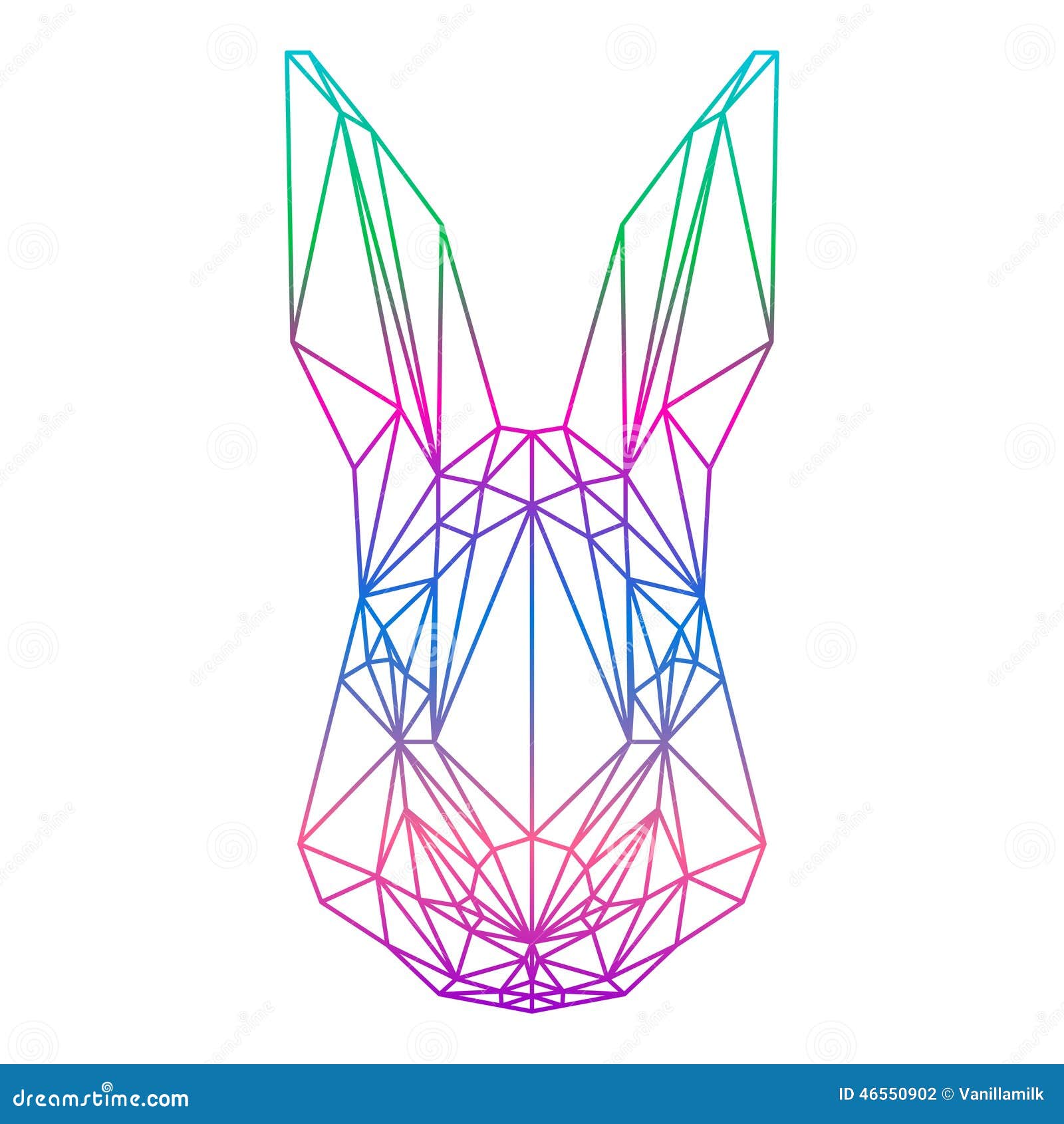 Polygonal Abstract Rabbit Silhouette Drawn in One Continuous Lin Stock ...